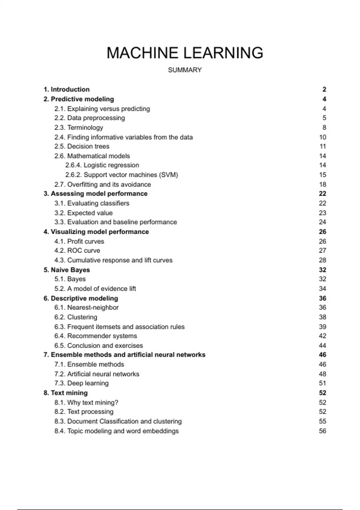 Machine Learning - Summary - Machine Learning - Stuvia BE