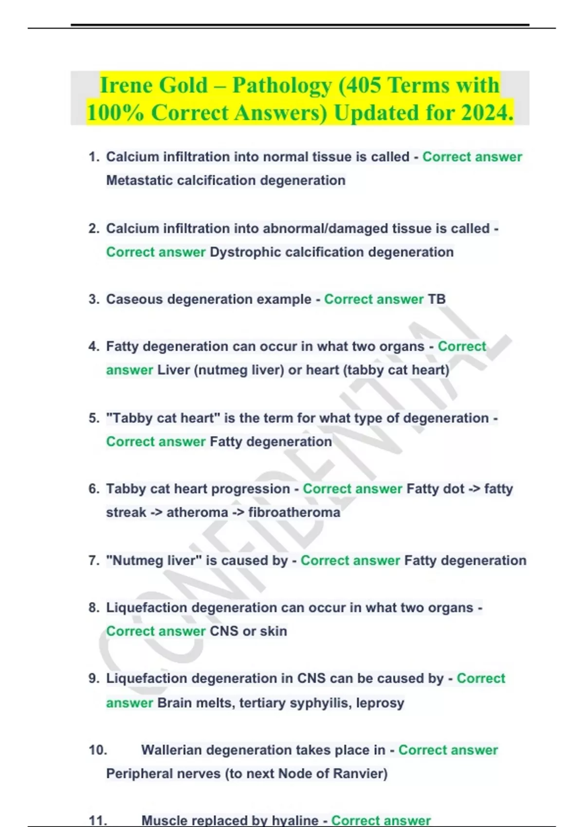 Irene Gold – Pathology (405 Terms with 100% Correct Answers) Updated ...
