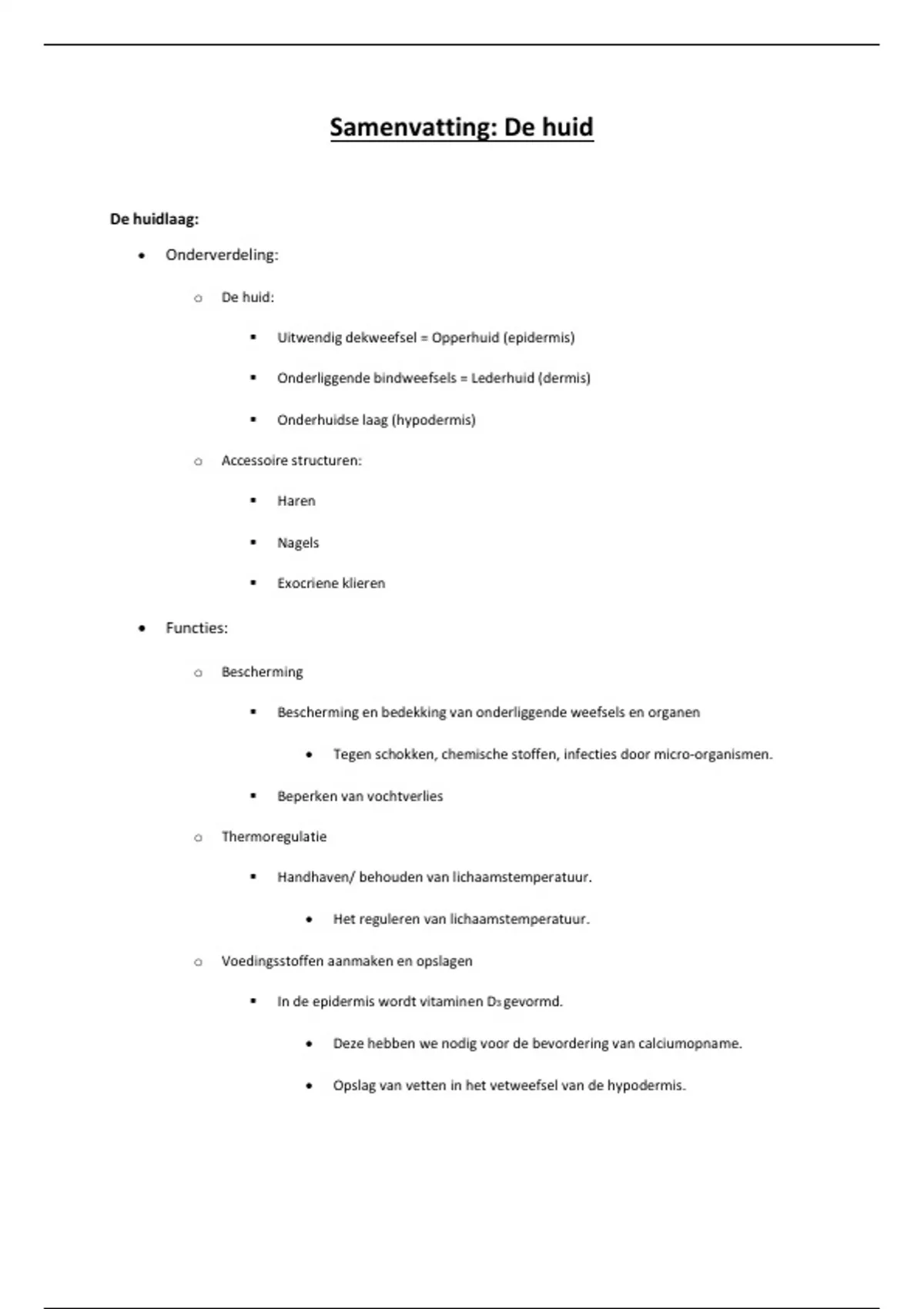 Samenvatting Verlenen van Zorg Op Maat: De huid (Anatomie & Fysiologie ...
