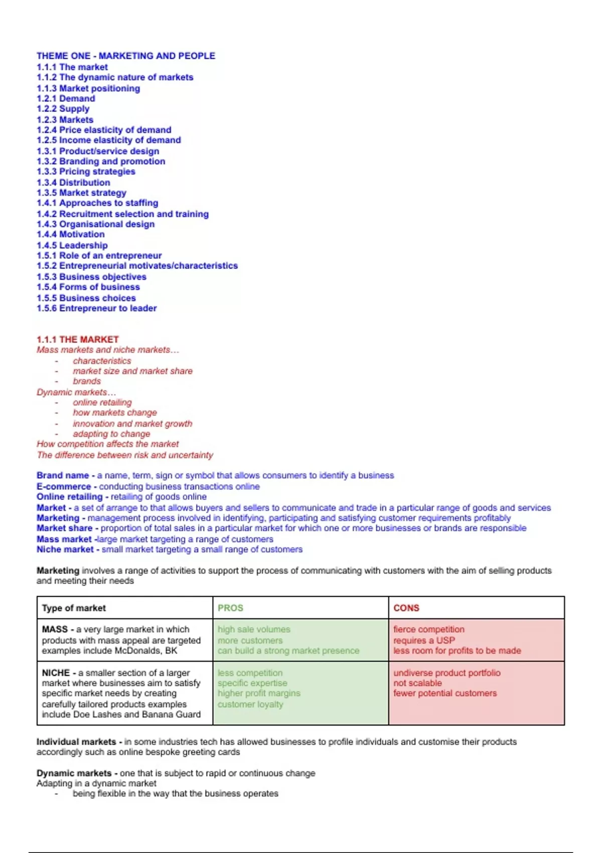 A* Theme 1 COMPLETE Business Edexcel A Level notes - Theme One (9BS0 ...