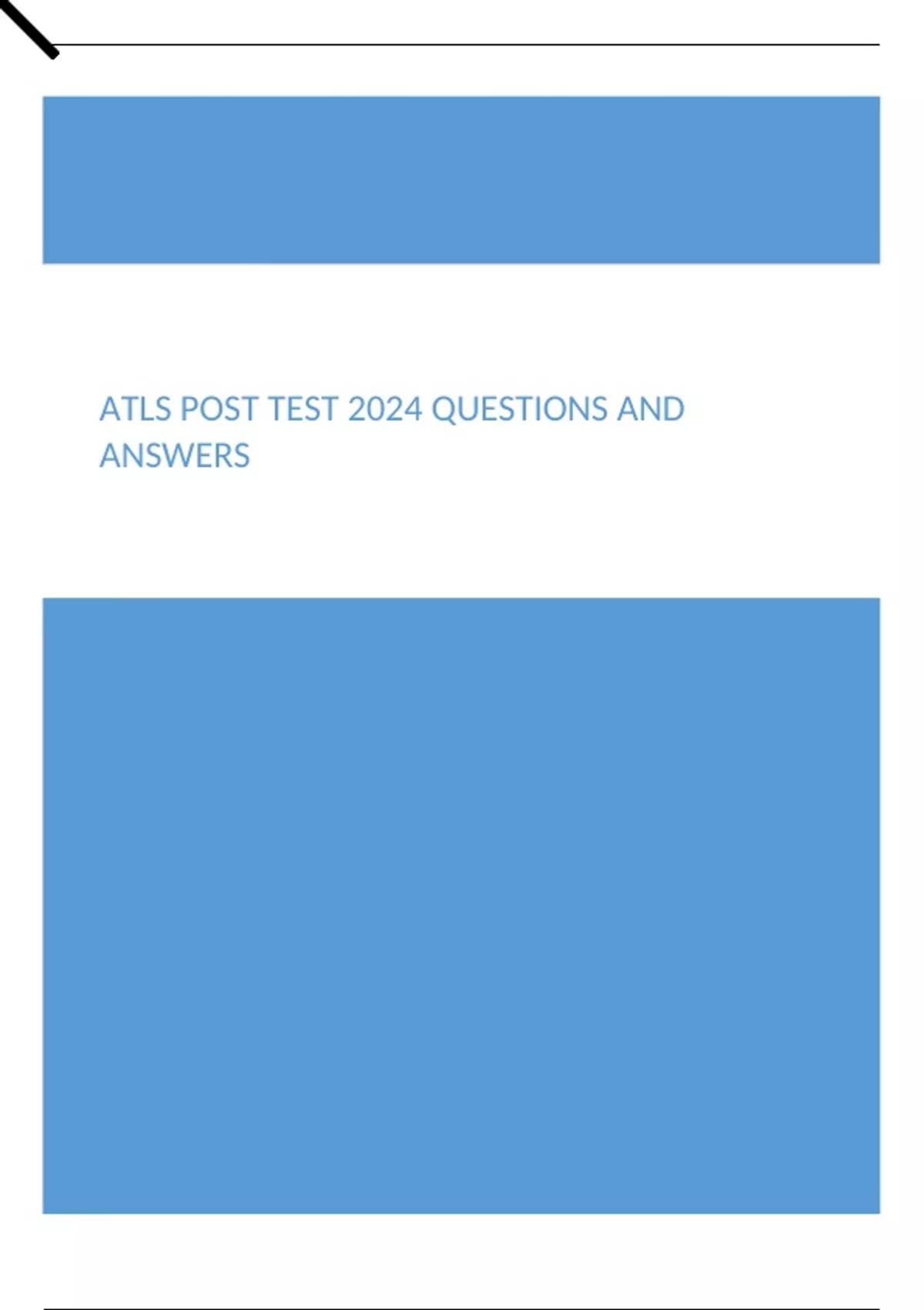 ATLS Post Test 2024 Questions And Answers THE BEST Nursing Stuvia US