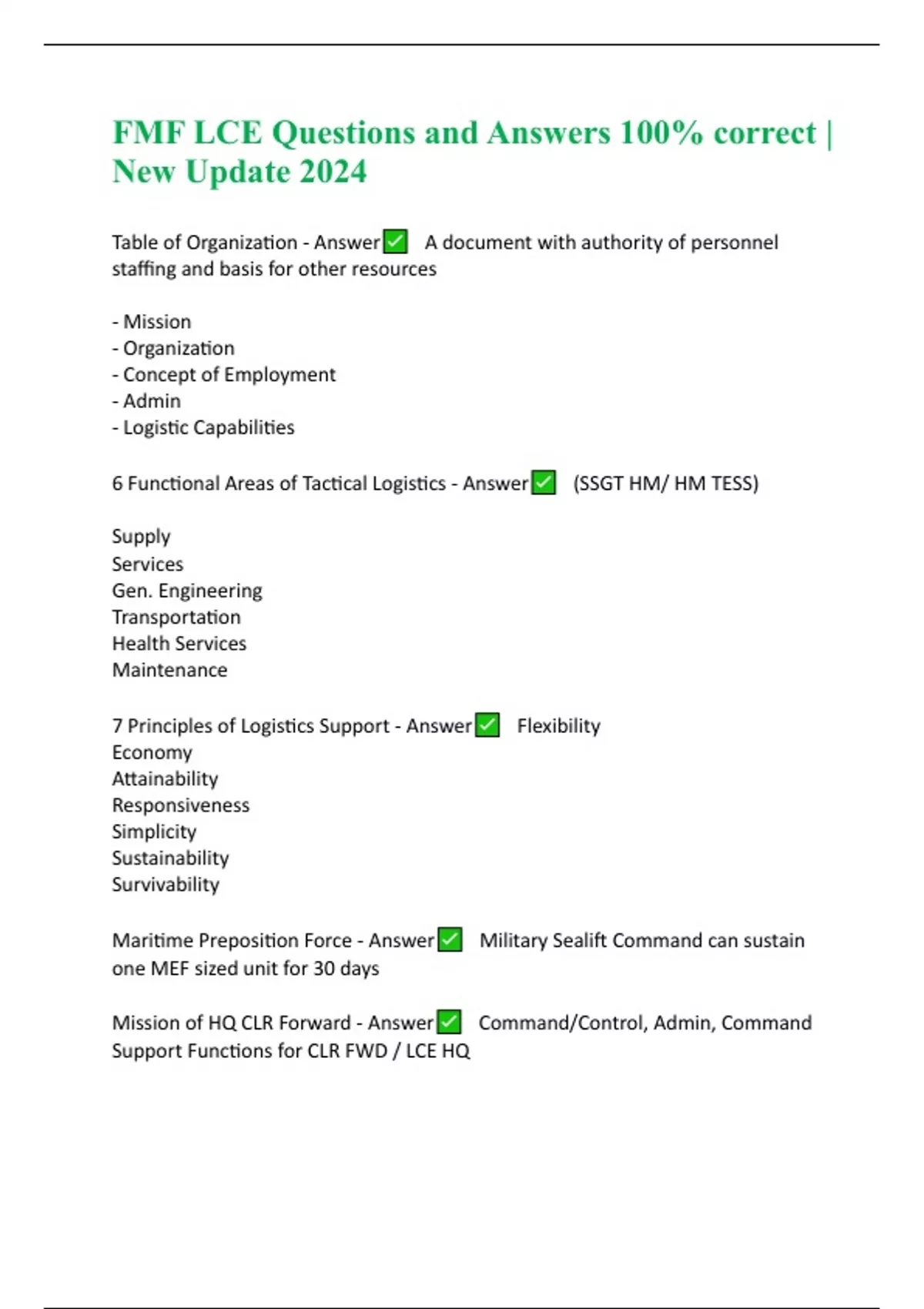 FMF LCE Questions and Answers 100% correct | New Update 2024 - FMF ...