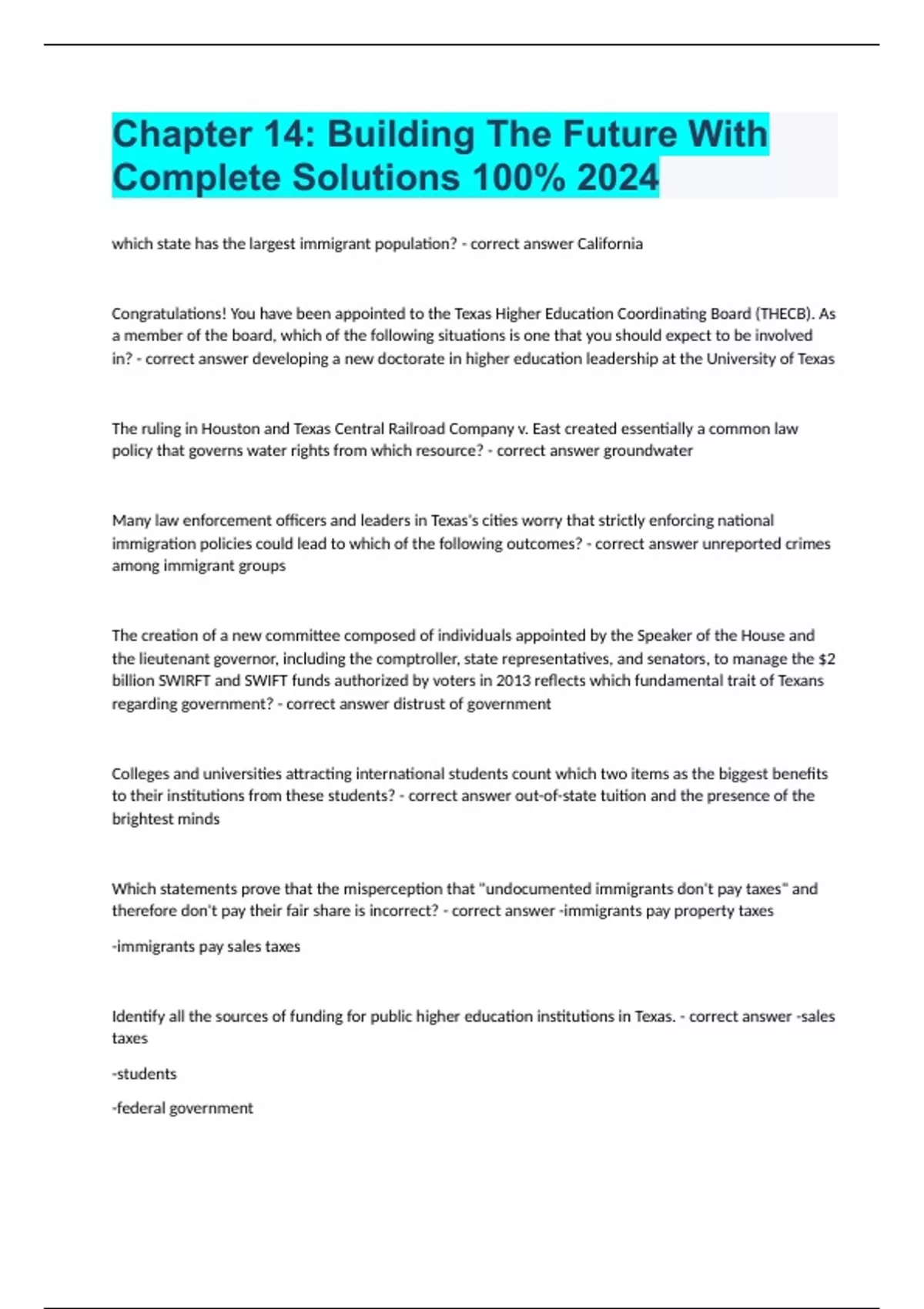 Chapter 14: Building The Future With Complete Solutions 100% 2024 ...