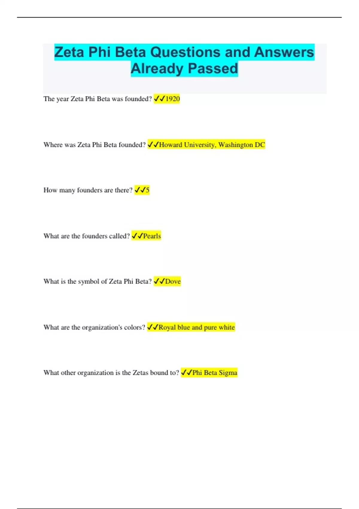 Zeta Phi Beta Bundled Exams Questions and Answers Multiple Versions ...