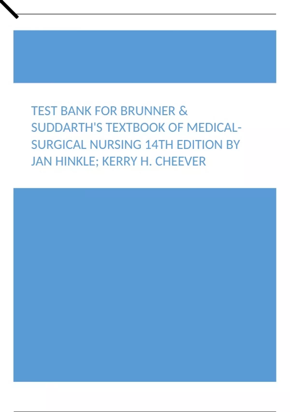 Test bank for Brunner & Suddarth's Textbook of Medical-Surgical Nursing ...