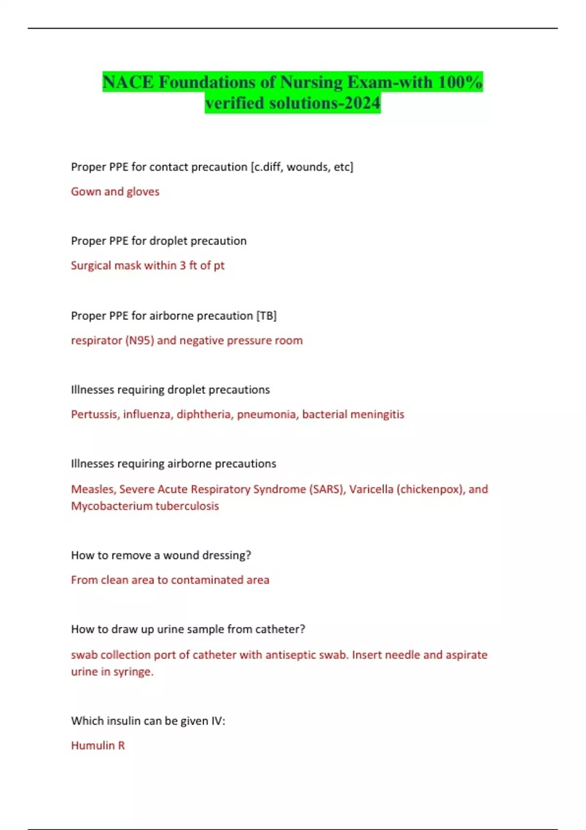 NACE Foundations of Nursing Exam-with 100% verified solutions-2024 ...