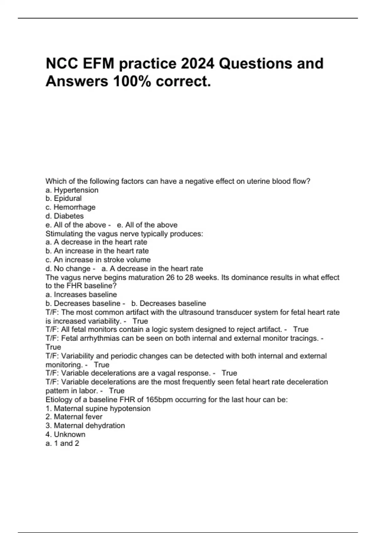 NCC EFM practice 2024 Questions and Answers 100% correct. - NCC EFM ...