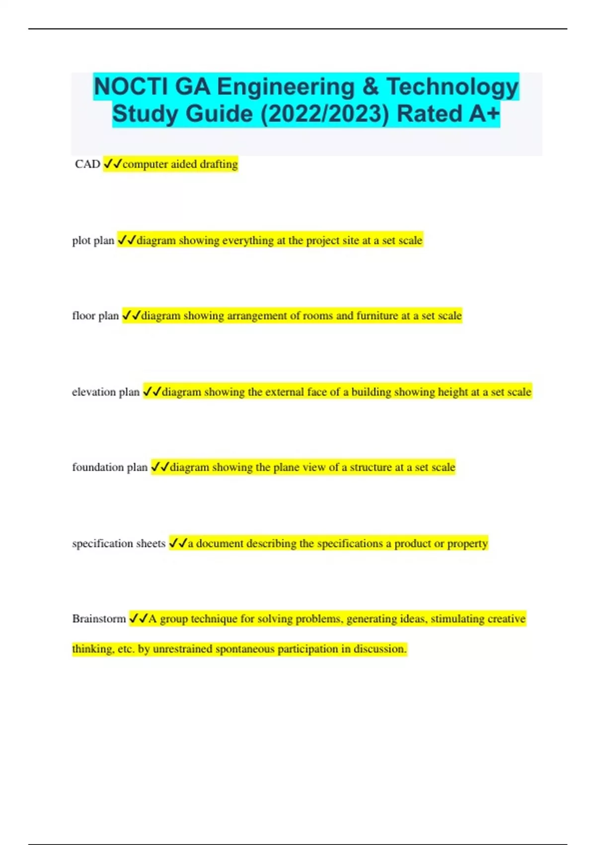 NOCTI GA Engineering & Technology Study Guide (2022/2023) Rated A+ ...