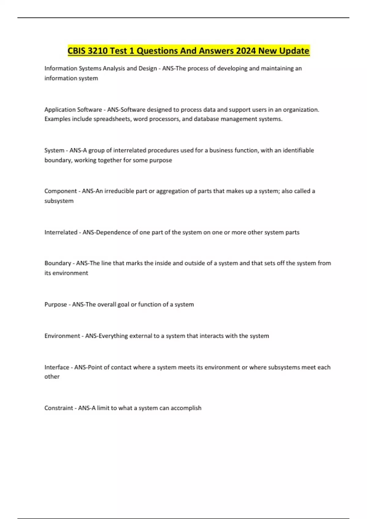 CBIS Exam Questions And Answers 2024/2025, CBIS EXAM 100% ACCURATE ...