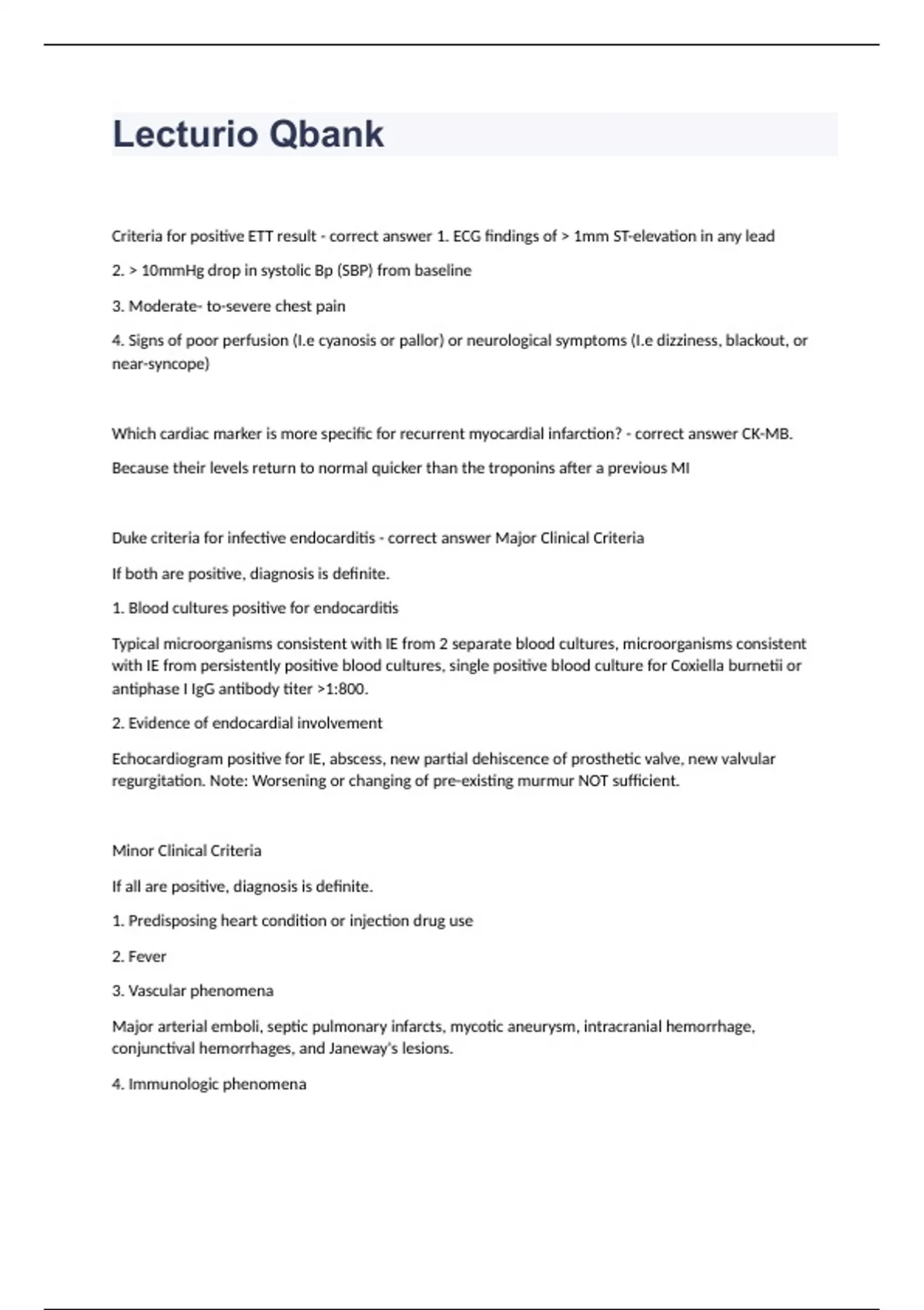 Lecturio Qbank Question and answers 100% correct 2023/2024 - LECTURIO - Stuvia US