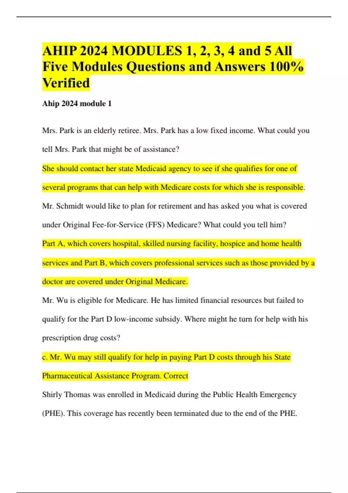 AHIP 2024 MODULES 1, 2, 3, 4 and 5 All Five Modules Questions and Answers 100% Verified - Ahip ...