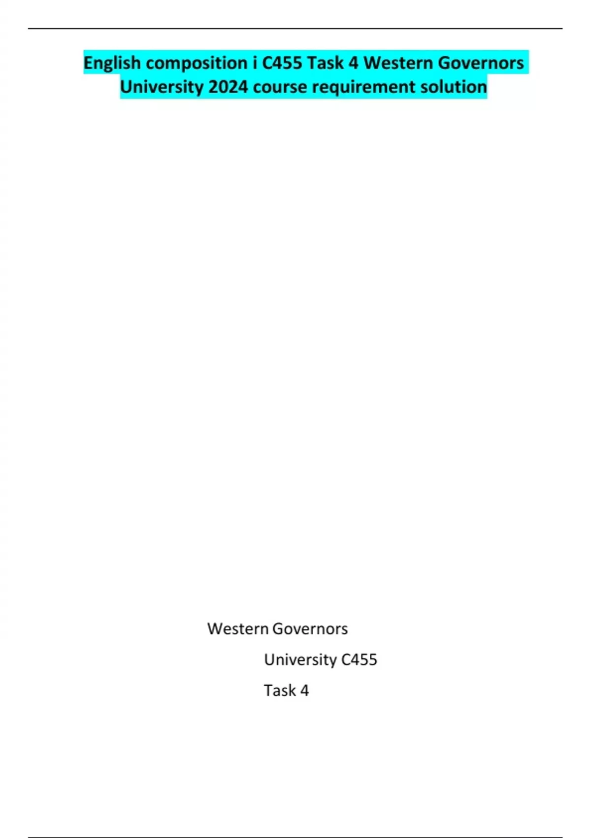 English composition i C455 Task 4 Western Governors University 2024 ...