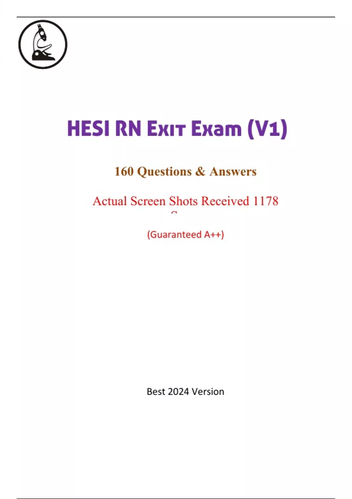 HESI RN Exit Exam (V1) - 160 Questions & Answers (Scored A+) Actual ...
