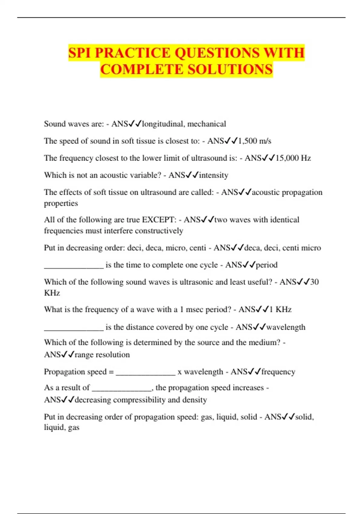 SPI PRACTICE QUESTIONS WITH COMPLETE SOLUTIONS - SPI PRACTICE - Stuvia US