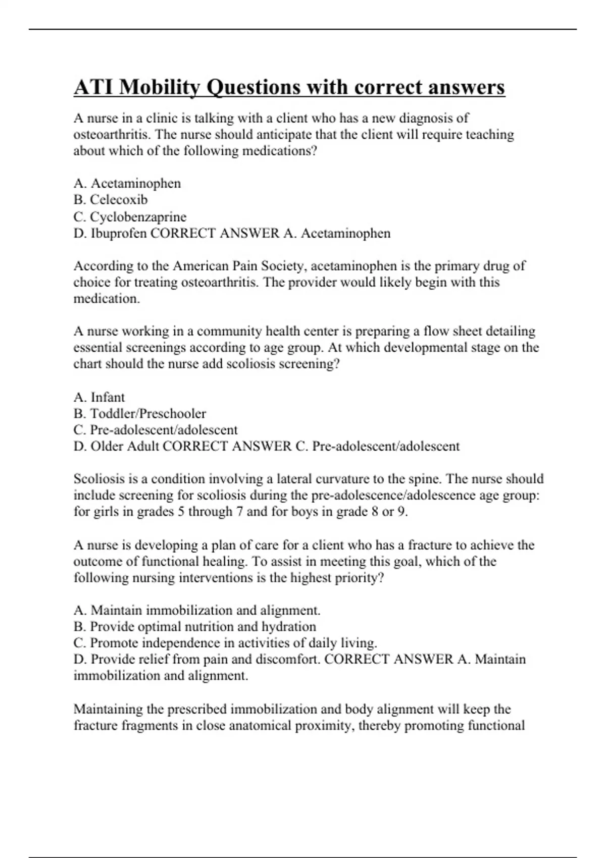 ATI Mobility Questions with correct answers - ATI Mobility - Stuvia US