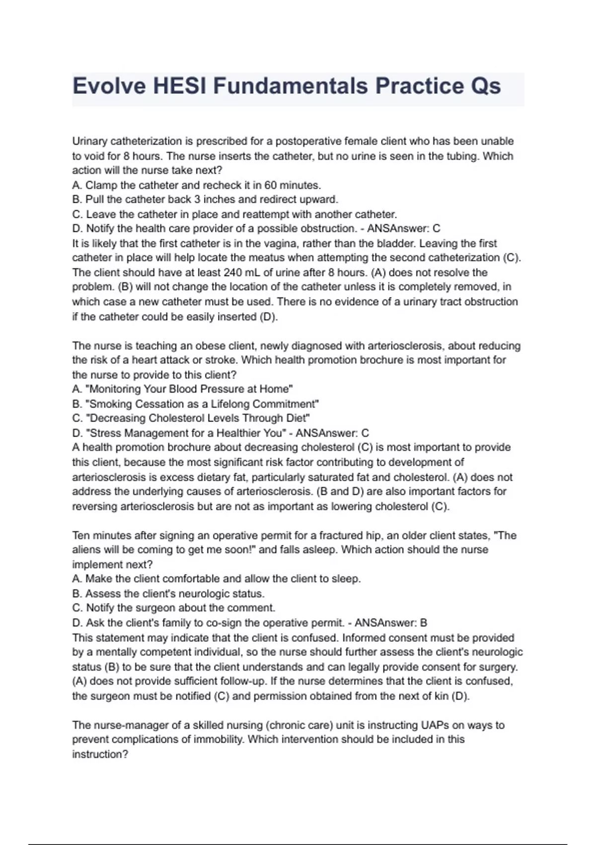 Evolve HESI Fundamentals Practice Qs NEWEST 2026/2027 ACTUAL EXAM ...