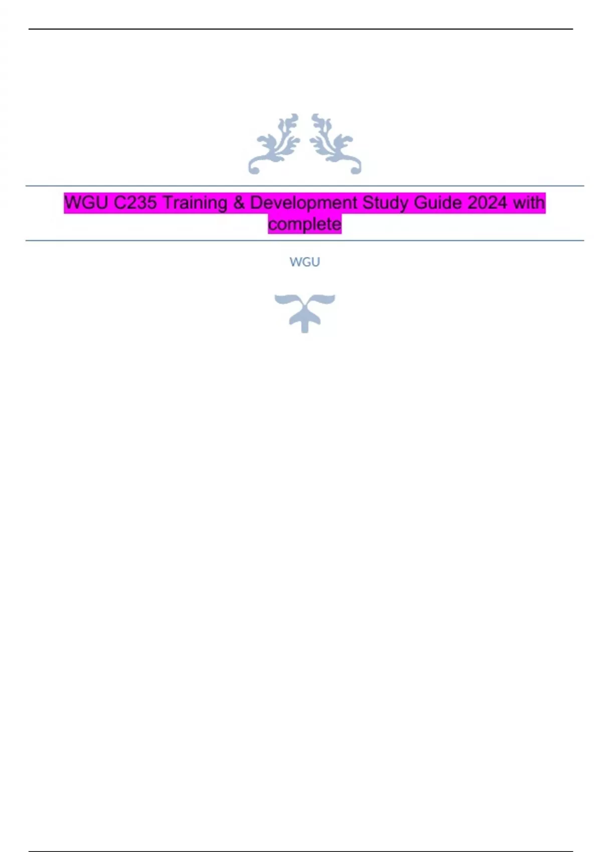 WGU C235 Training & Development Study Guide 2024 with complete - WGU ...