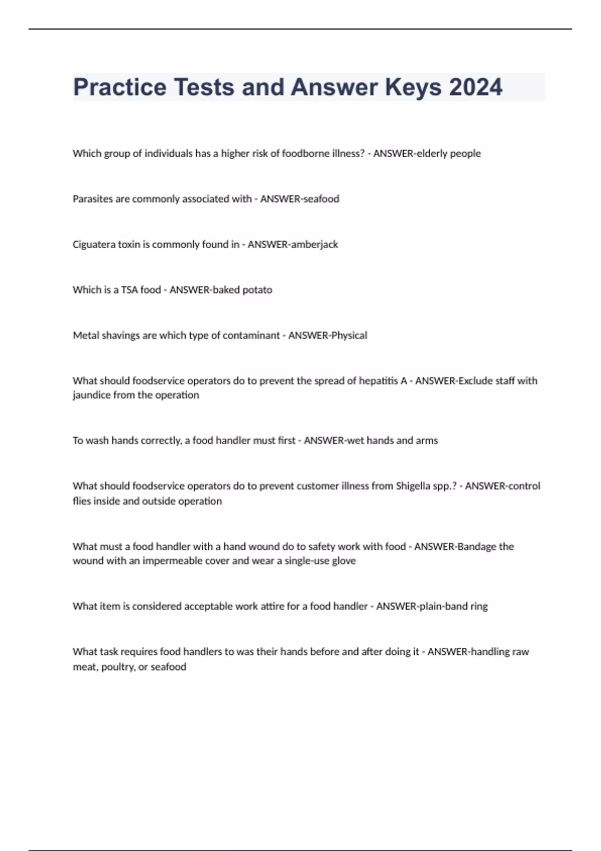 Practice Tests and Answer Keys 2024 - Practice - Stuvia US