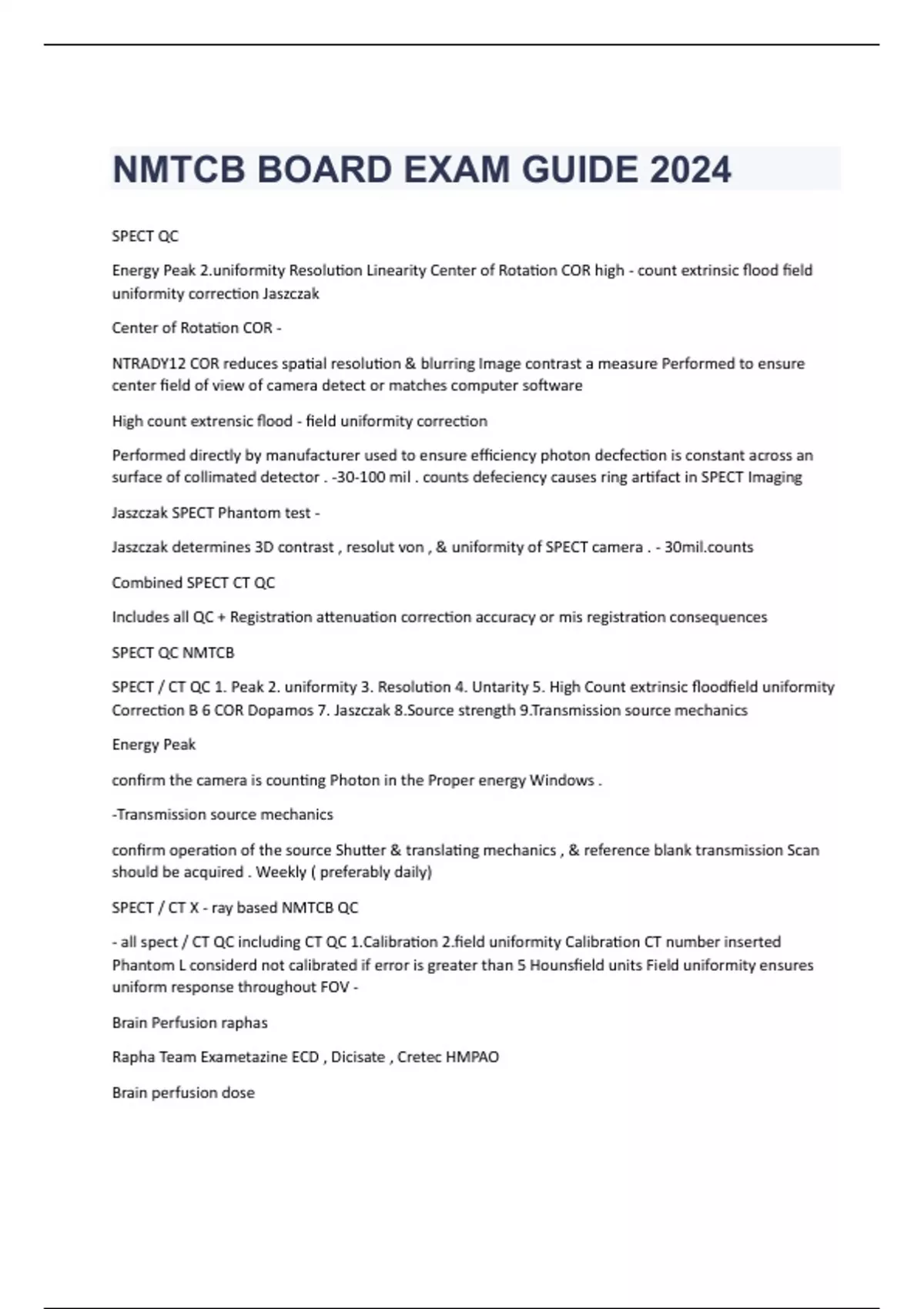 NMTCB BOARD EXAM GUIDE 2024 - NMTCB BOARD - Stuvia US