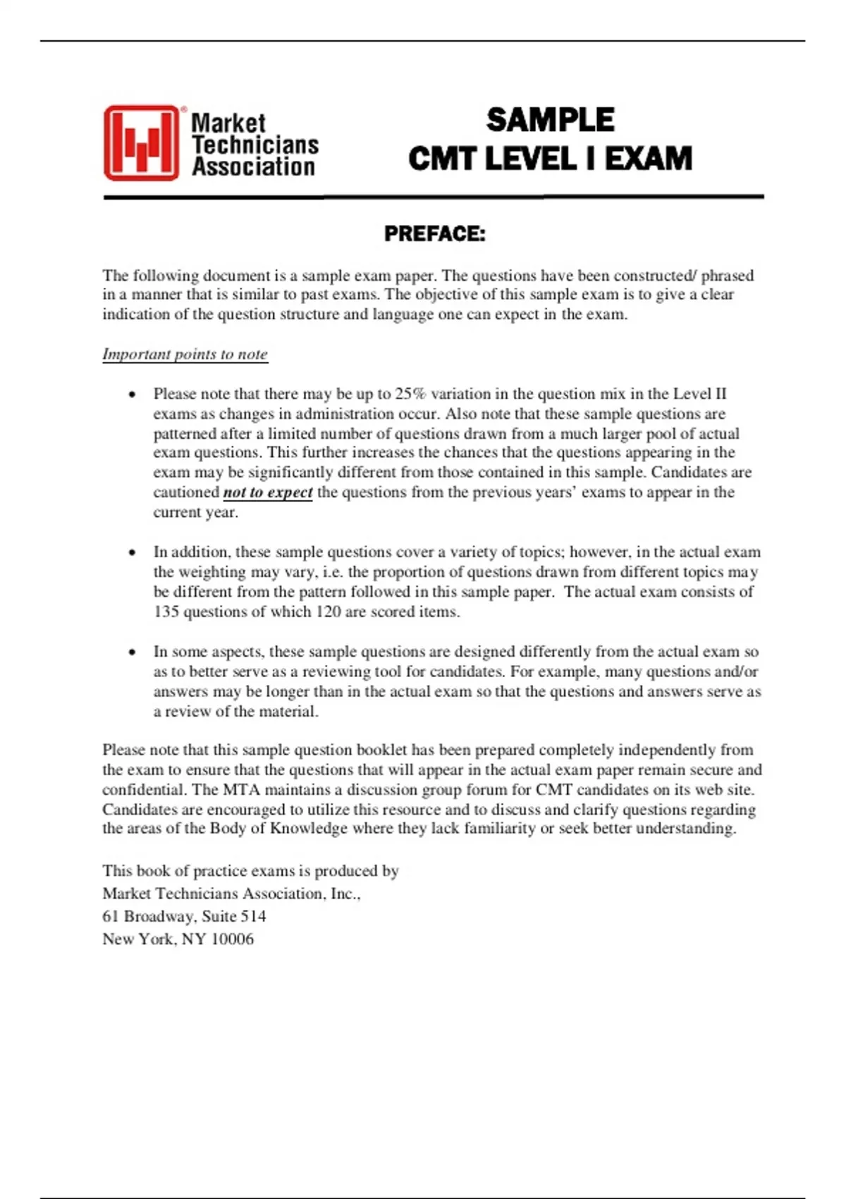 SAMPLE CMT LEVEL I EXAM - CMT - Stuvia US