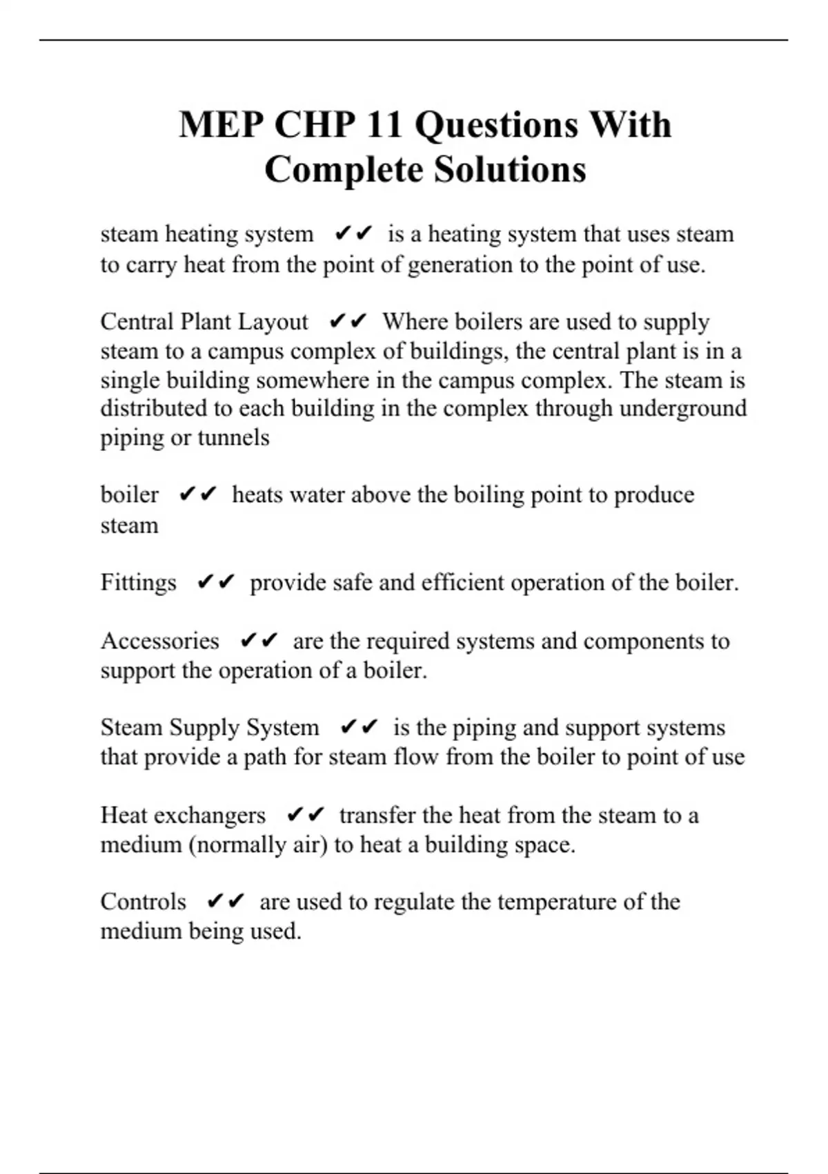 MEP CHP 11 Questions With Complete Solutions - MEP - Stuvia US