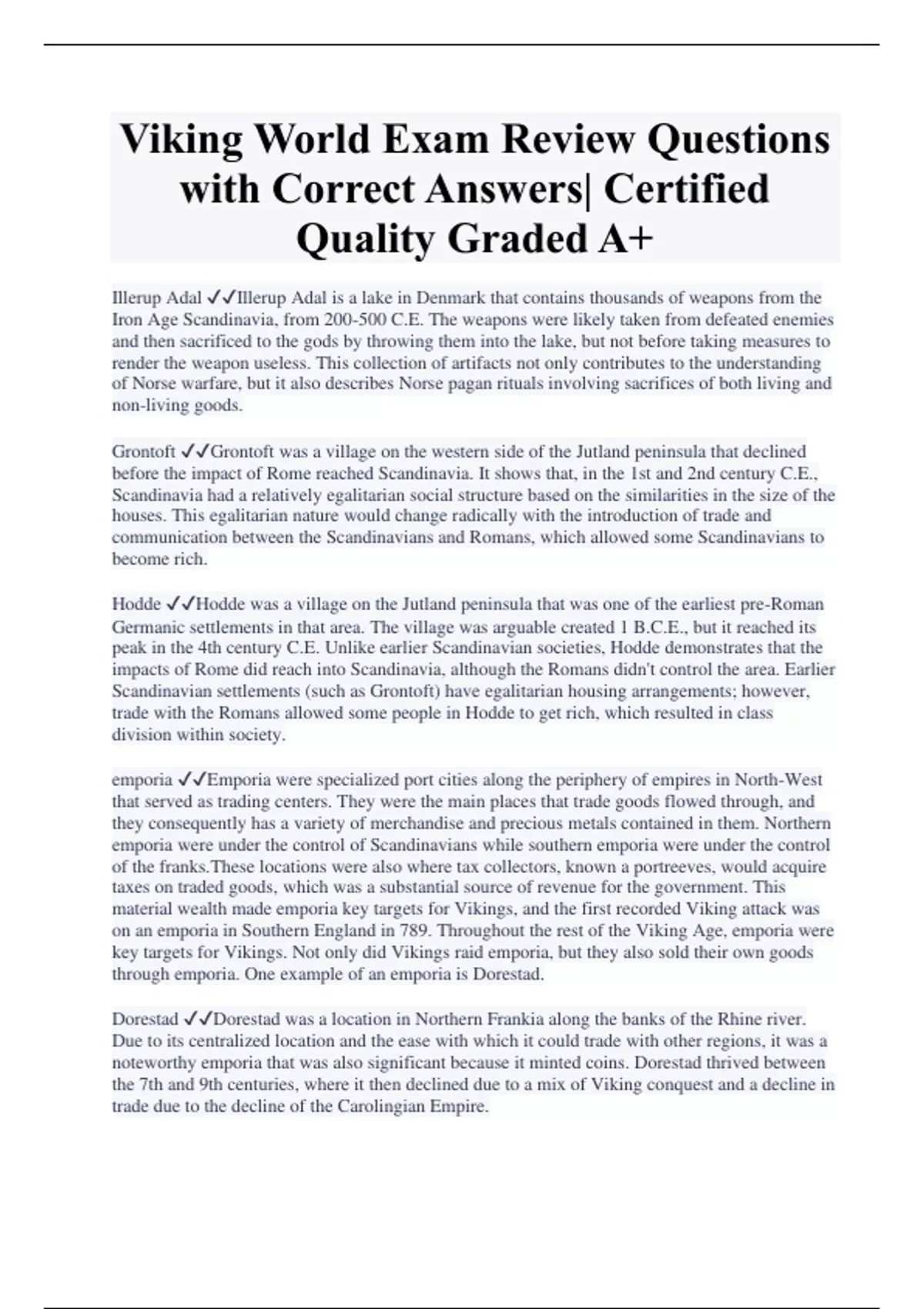 Viking World Exam Review Questions with Correct Answers| Certified ...