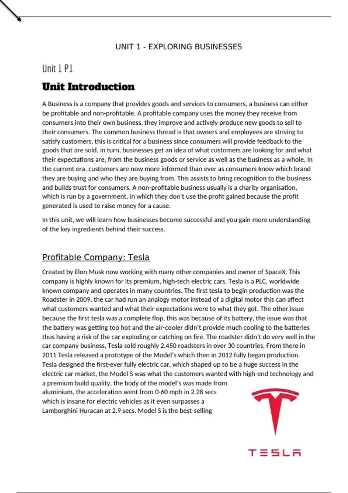 New Unit 1 Exploring Business Whole Assignment Distinction Graded Unit 1 Exploring