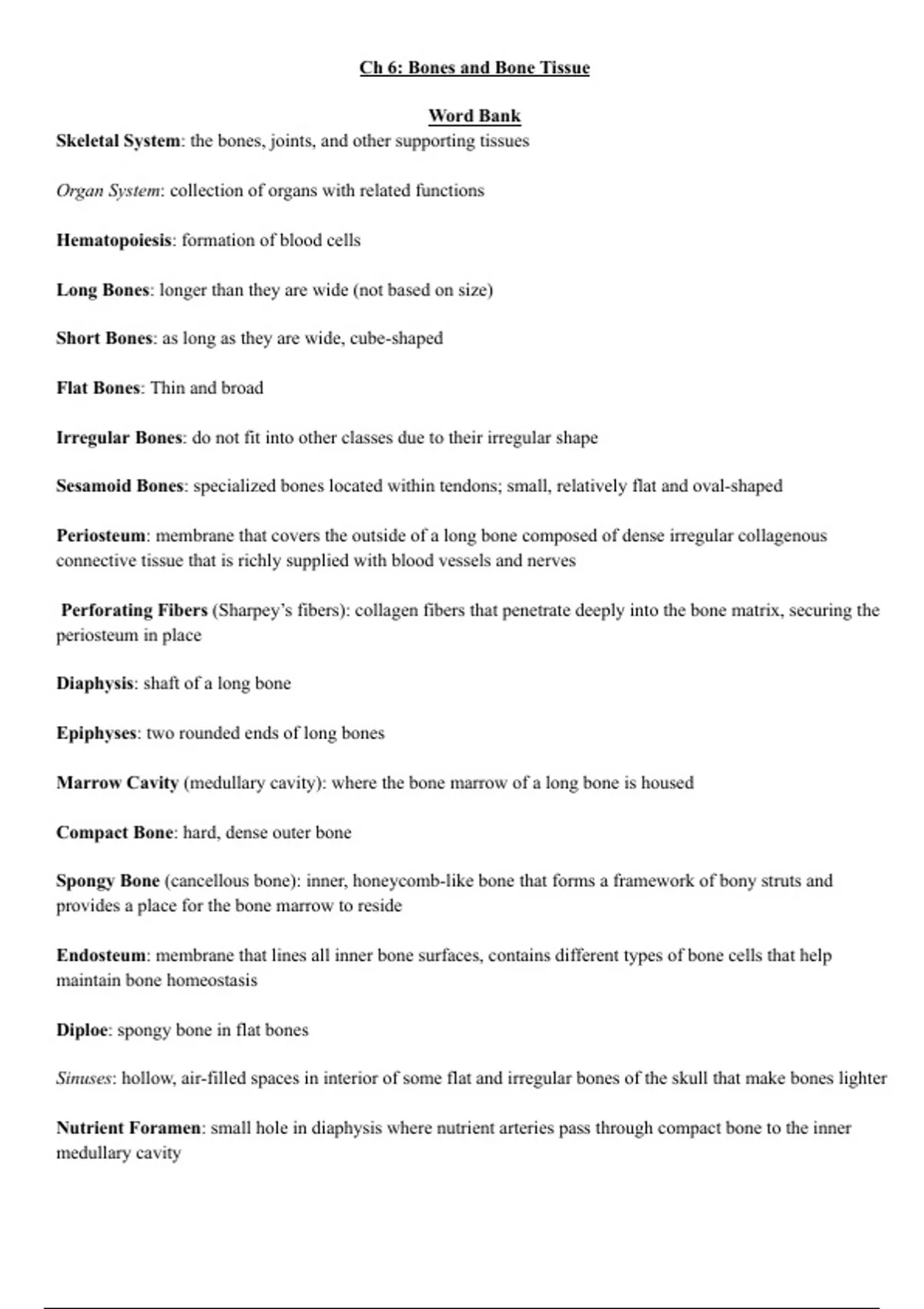 Summary Human Anatomy and Physiology Chapter 6: Bones and Bone Tissue ...