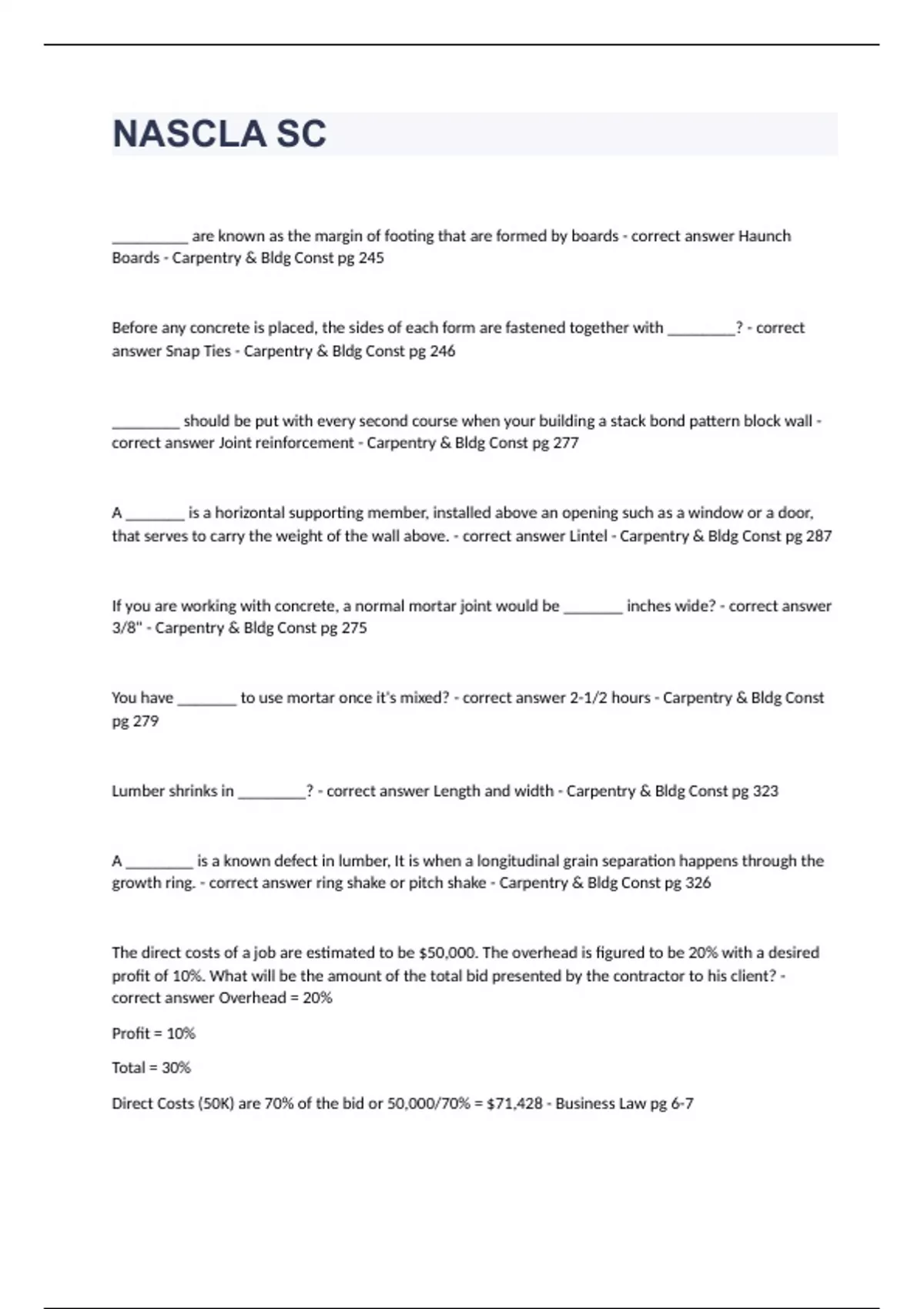 NASCLA SC Question and answers 100% correct 2023/2024 - NASCLA - Stuvia US