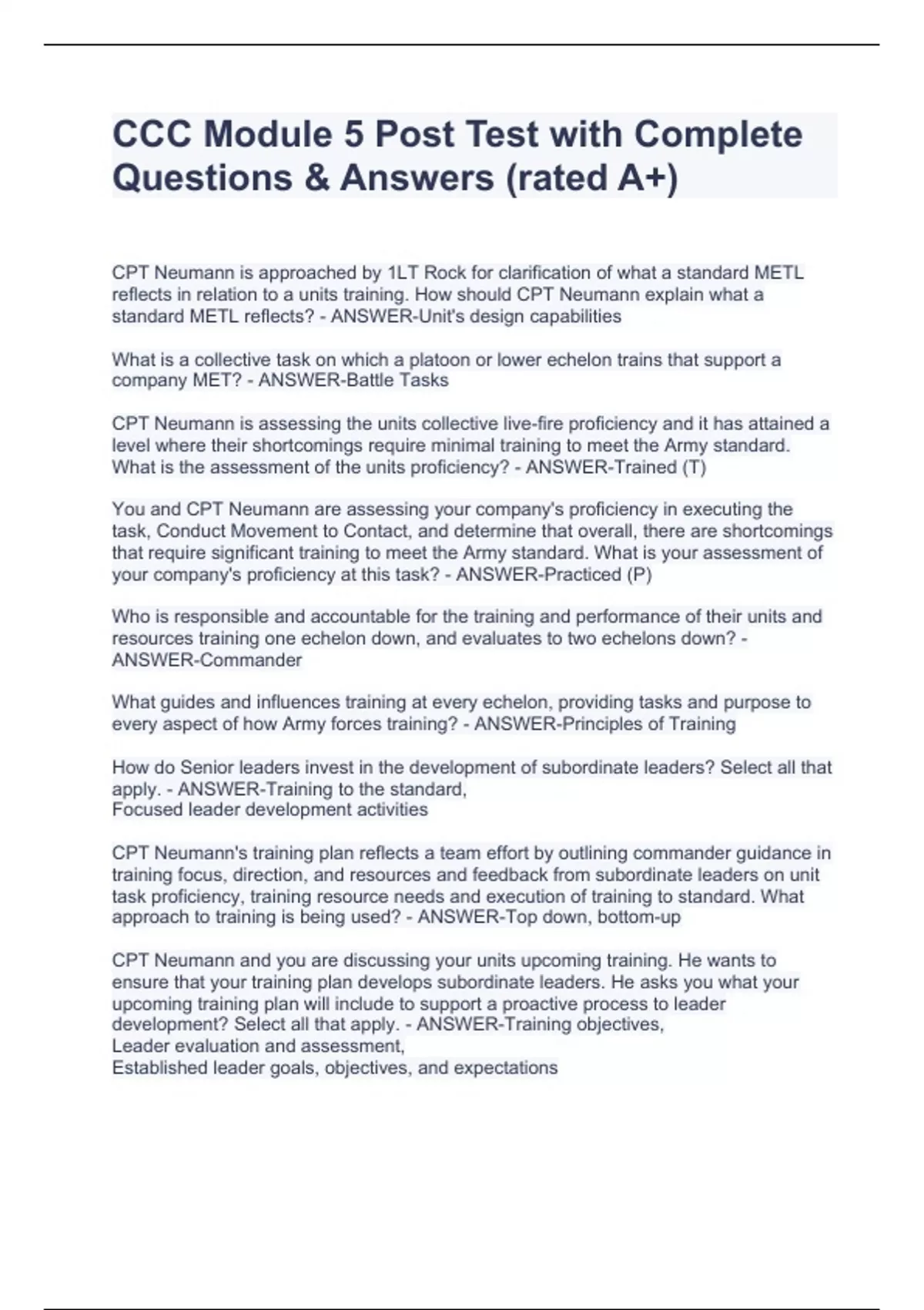 CCC Module 5 Post Test with Complete Questions & Answers (rated A+ ...