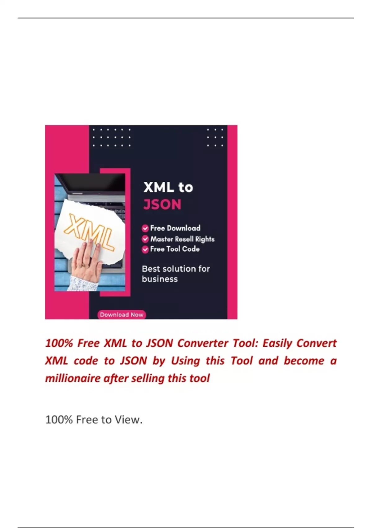 100% Free XML to JSON Converter Tool: Easily Convert XML code to JSON ...