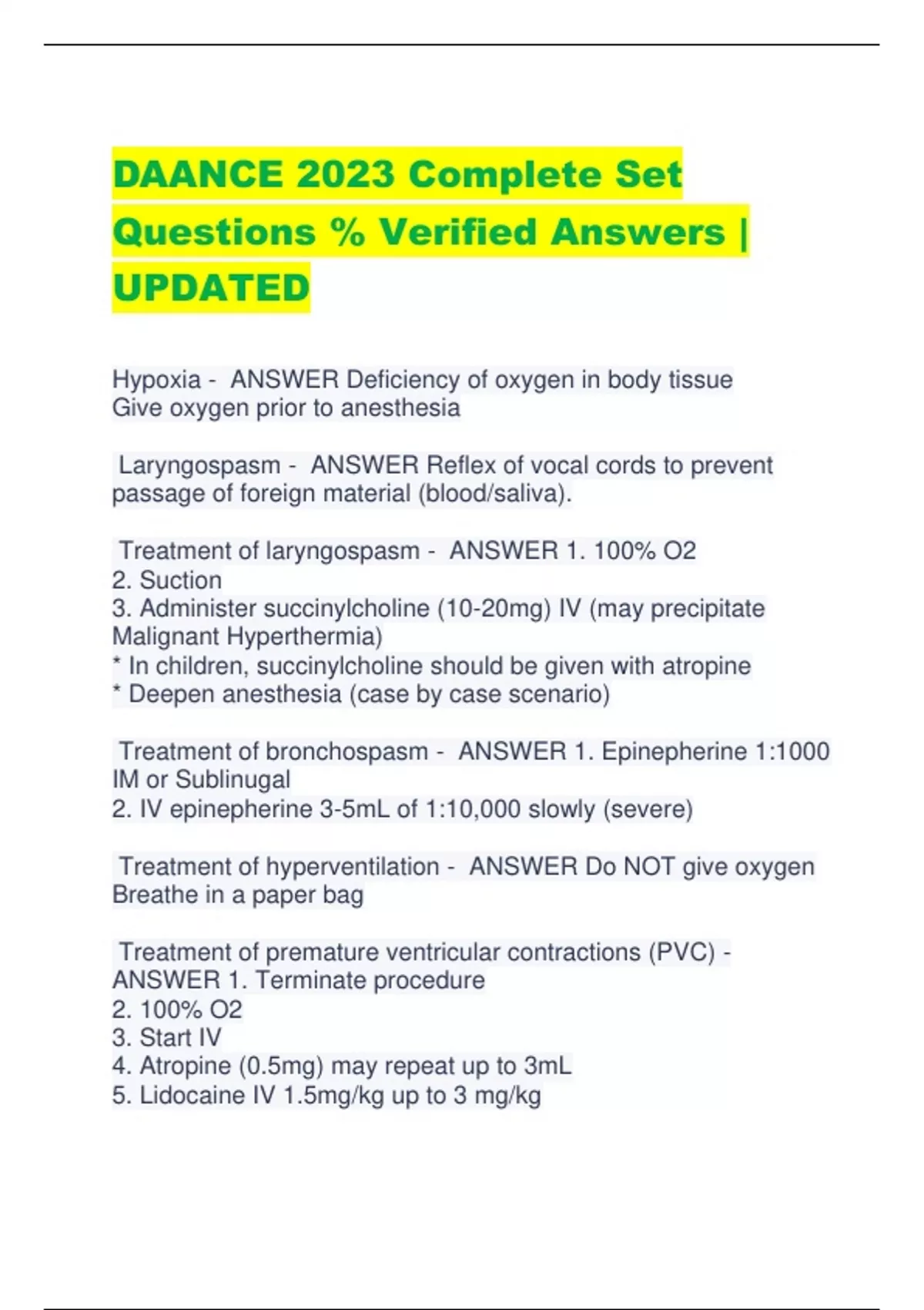 DAANCE 2023 Complete Set Questions % Verified Answers | UPDATED ...