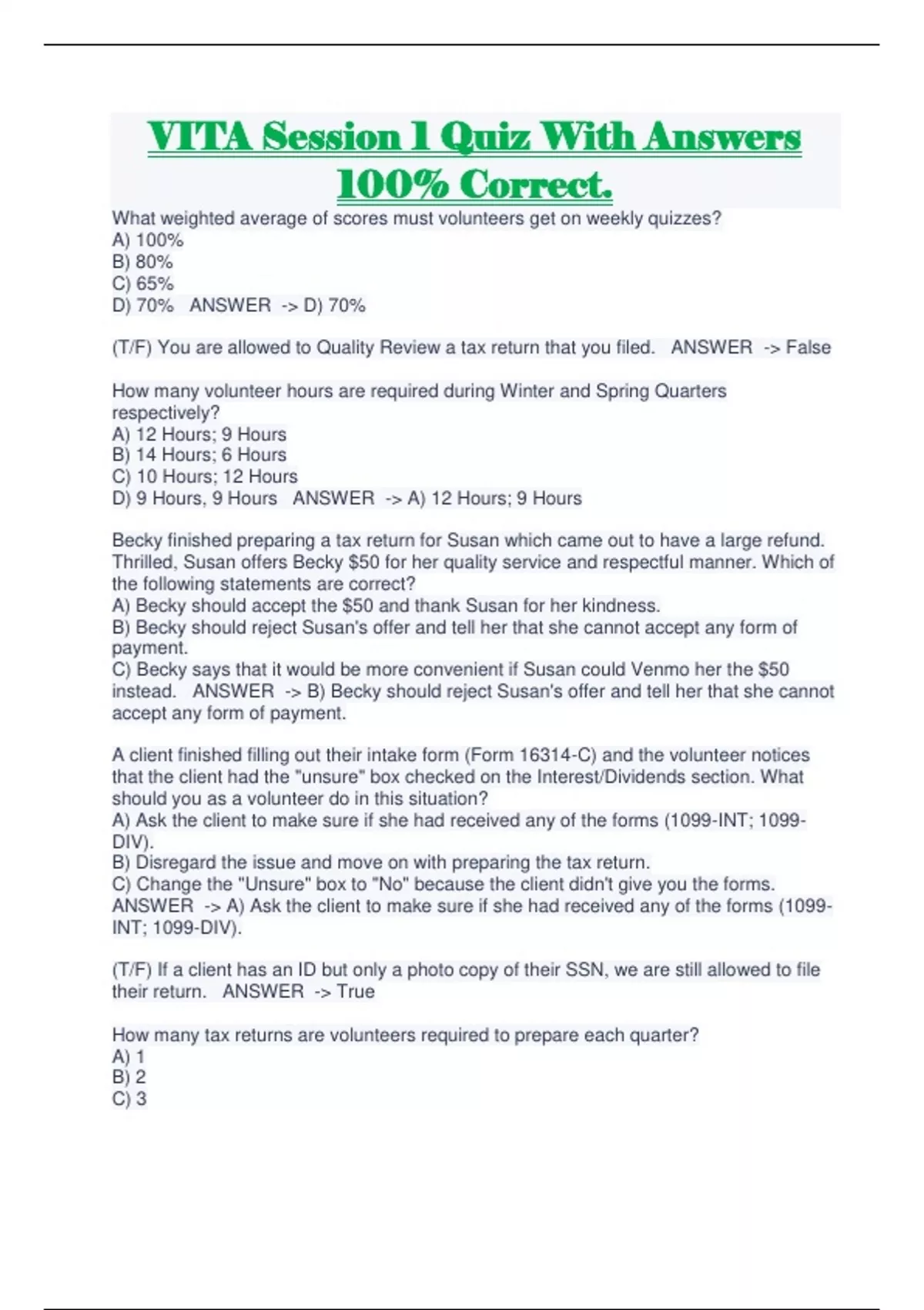 Vita Session 1 Quiz With Answers 100 Correct Vita Stuvia Us