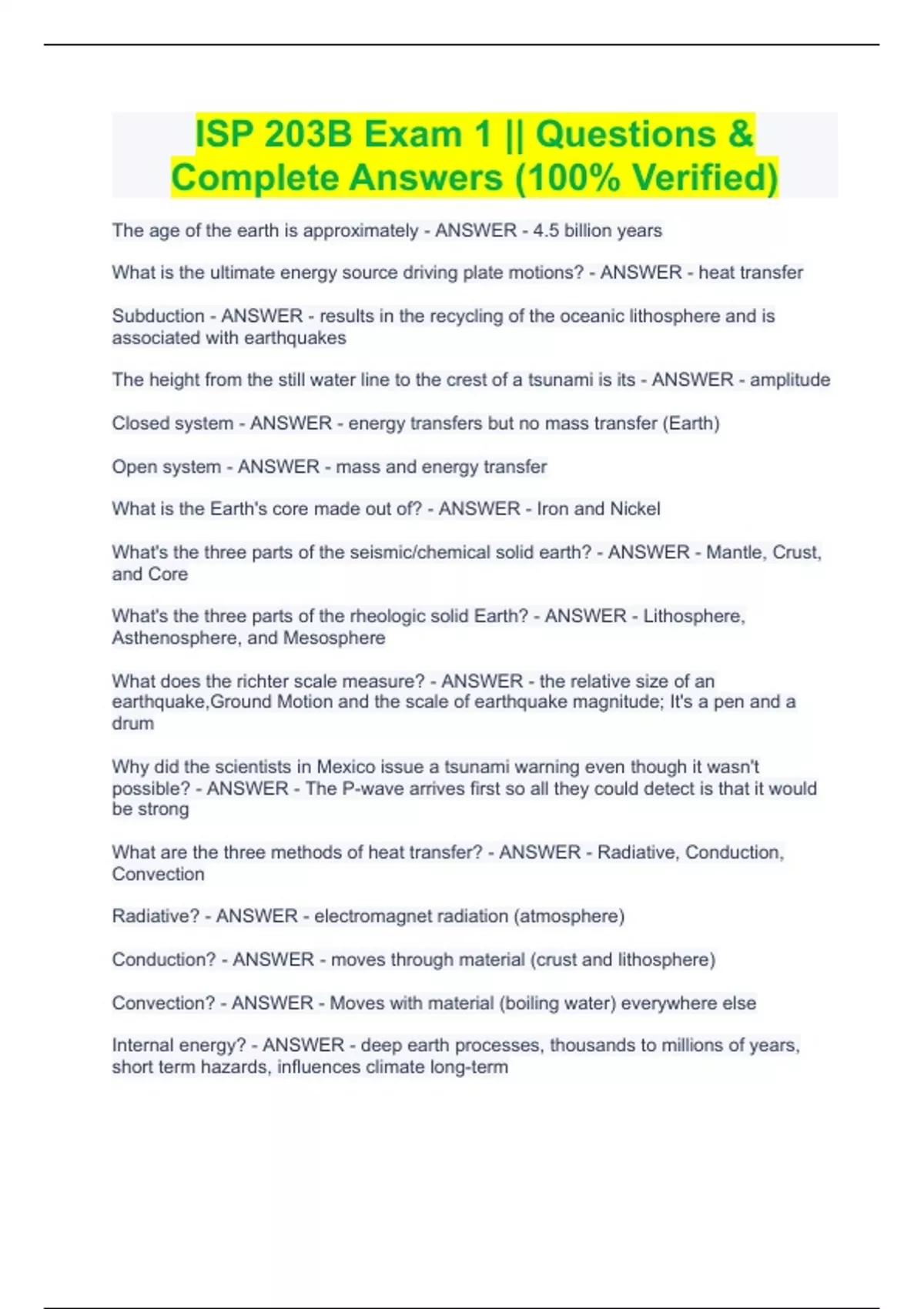 ISP 203B Exam 1 || Questions & Complete Answers (100% Verified) - ISP ...