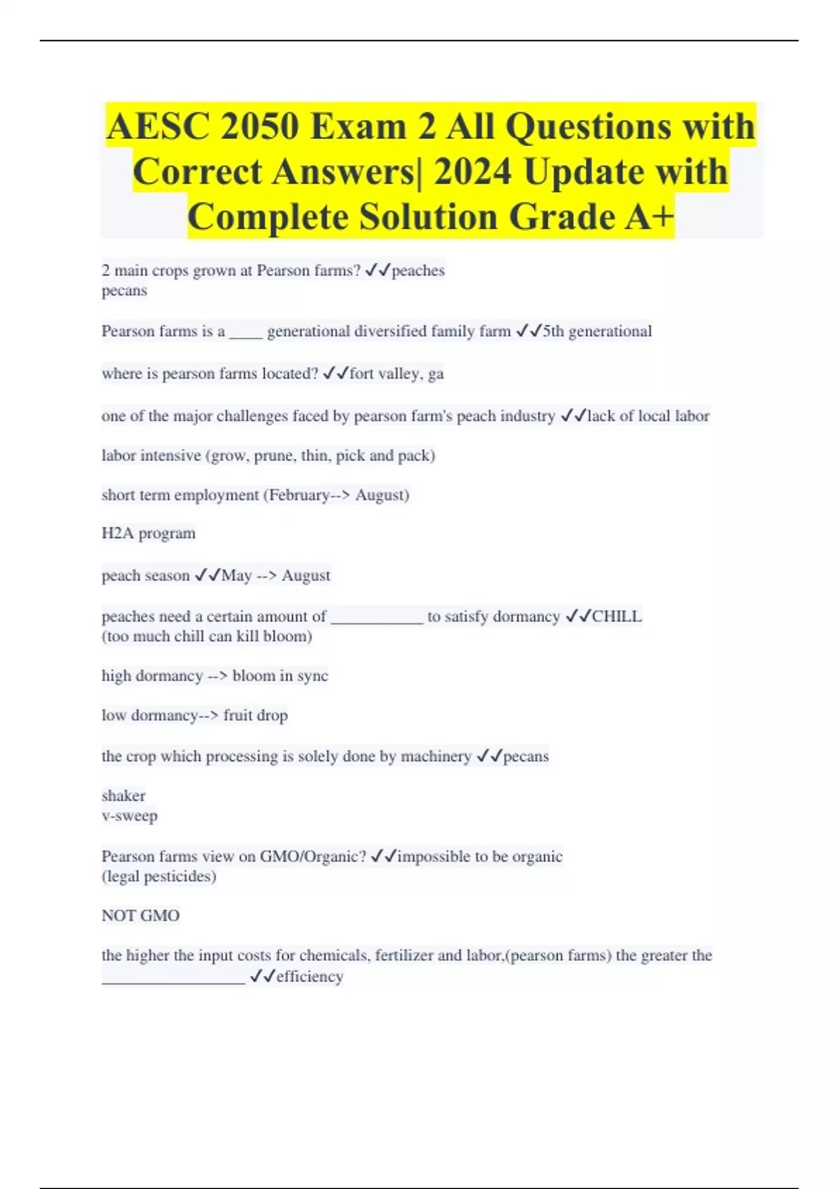 AESC 2050 Exam 2 All Questions with Correct Answers| 2024 Update with ...