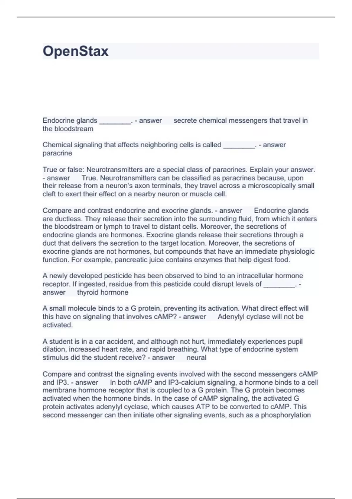 OpenStax Questions with correct Answers 2024 - OPENSTAX - Stuvia US