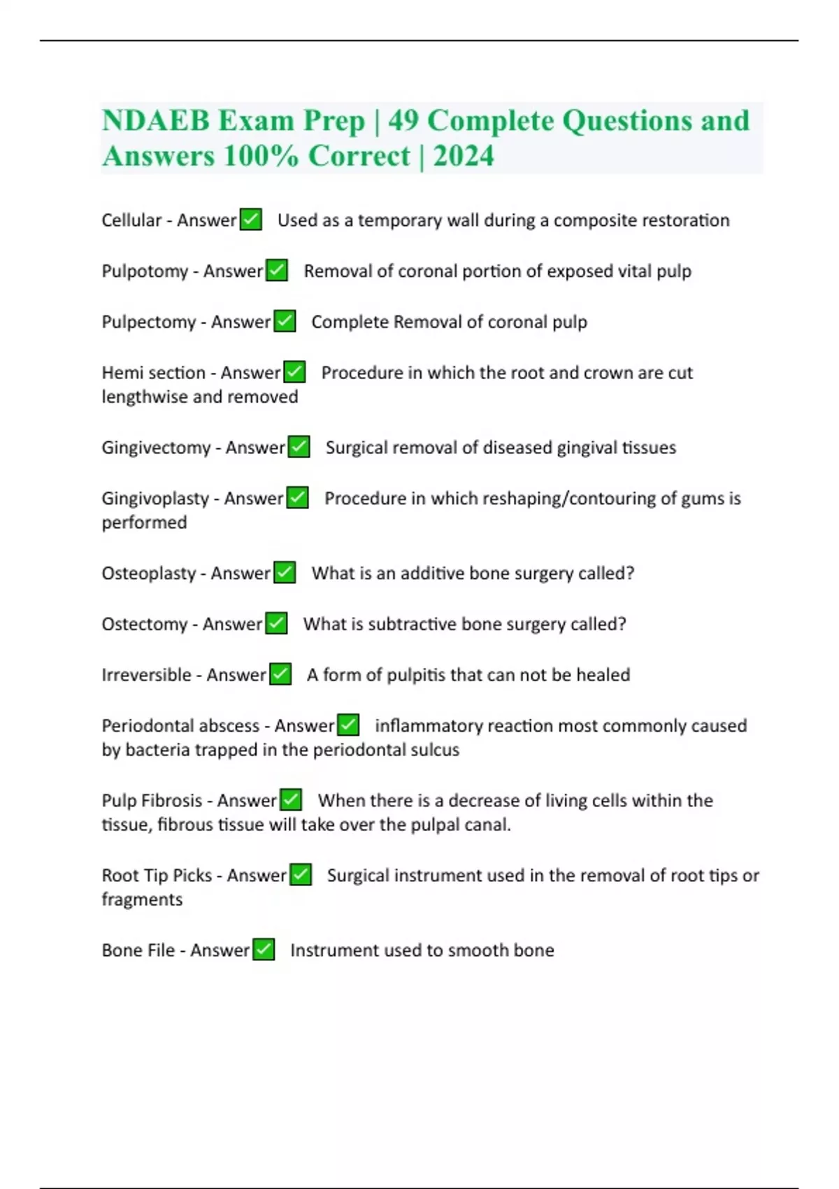 Ndaeb Exam Prep 49 Complete Questions And Answers 100 Correct 2024 Ndaeb Stuvia Us