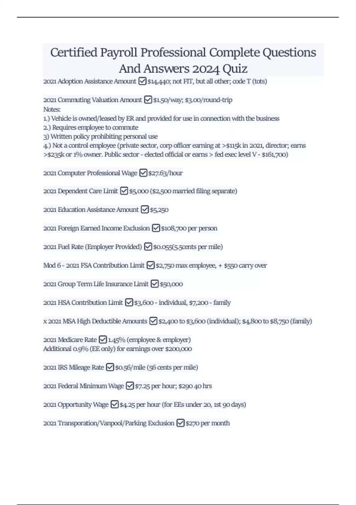 Certified Payroll Professional Complete Questions And Answers 2024 Quiz Certified Payroll