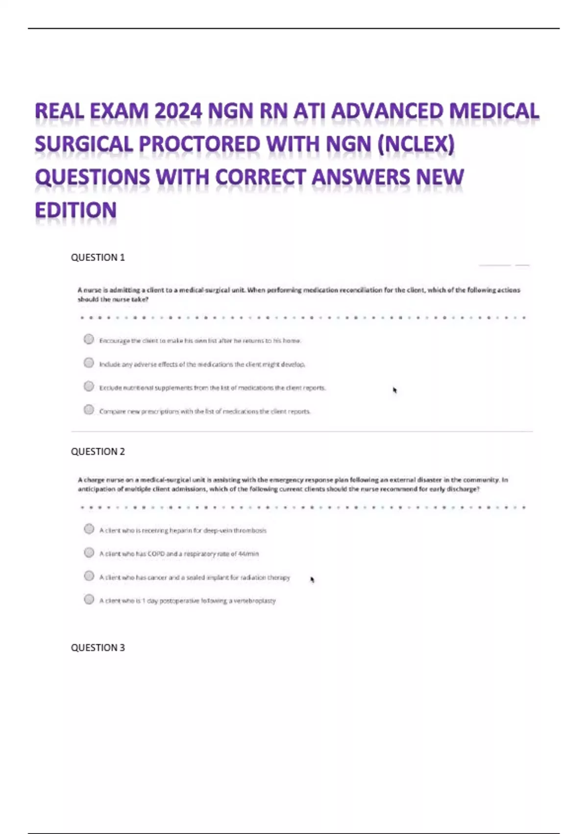 2024 NGN RN ATI ADVANCED MEDICAL SURGICAL PROCTORED WITH NGN (NCLEX ...