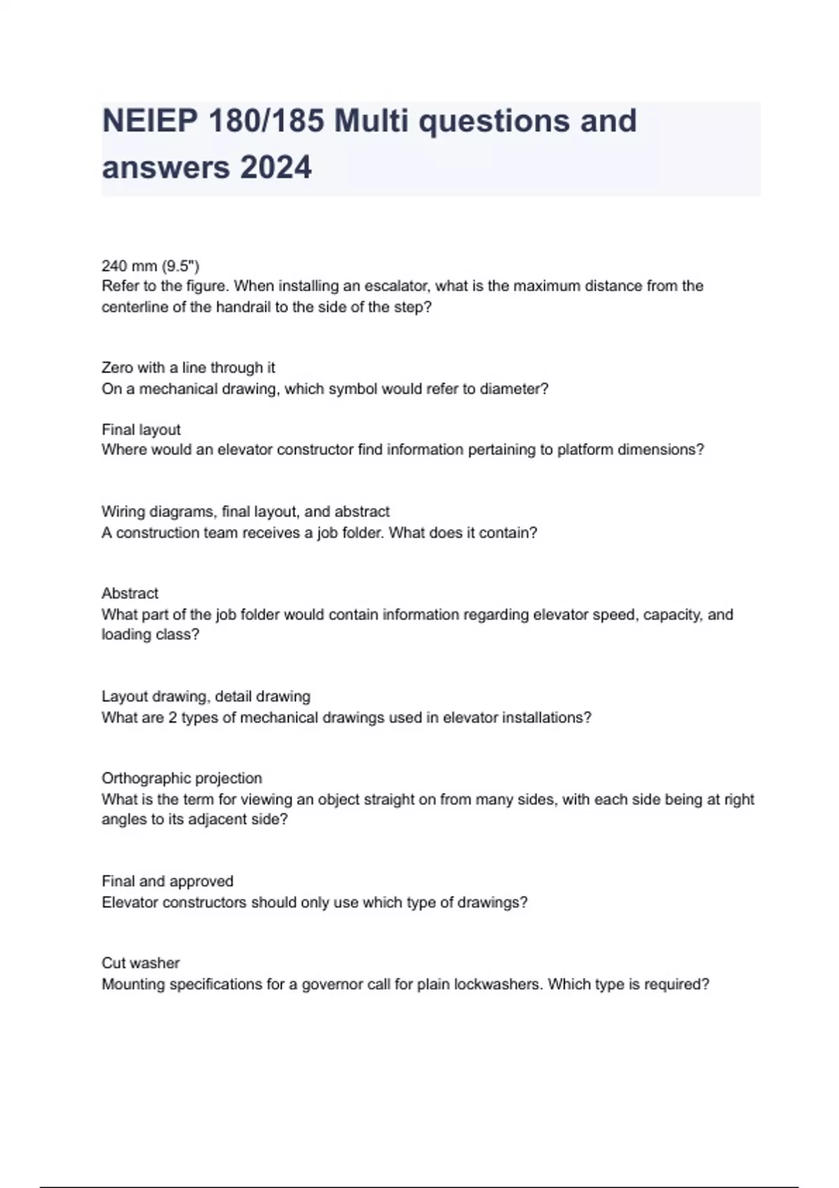 NEIEP 180/185 Multi questions and answers 2024 - NEIEP 180/185 Multi ...