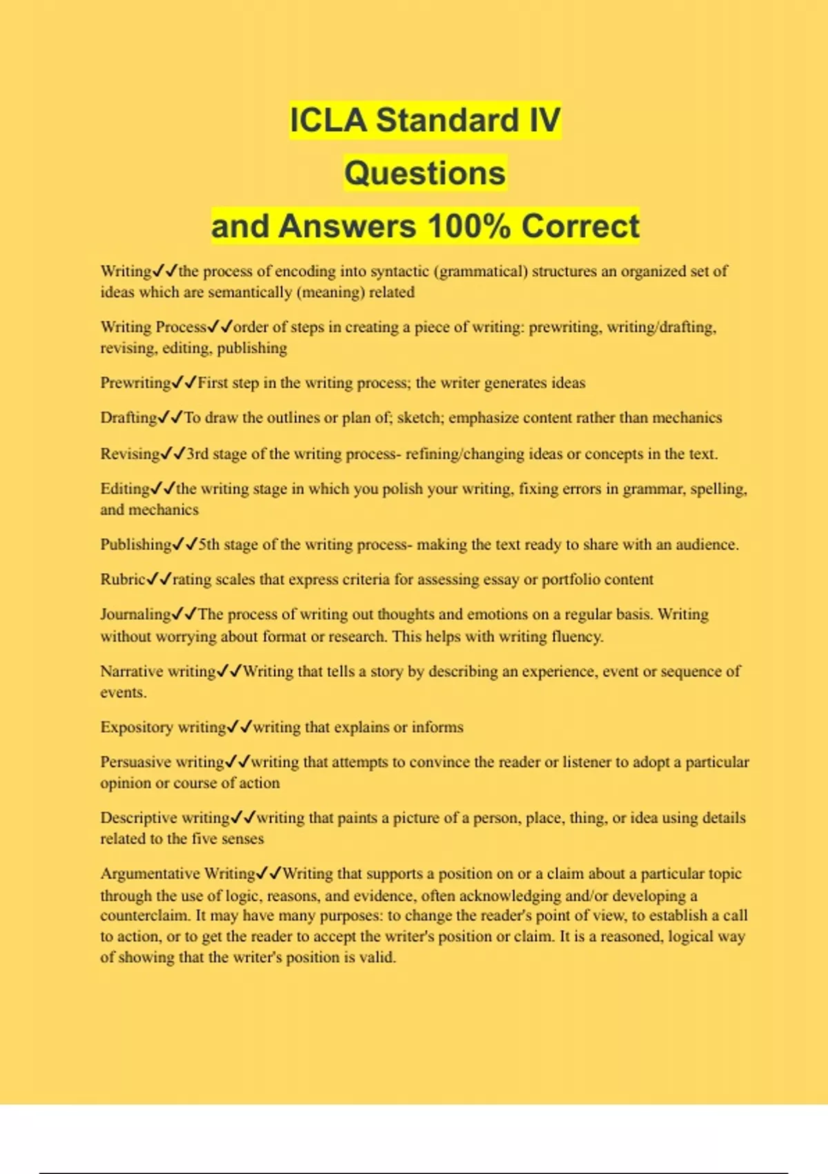 ICLA Standard IV Questions and Answers 100% Correct - ICLA - Stuvia US