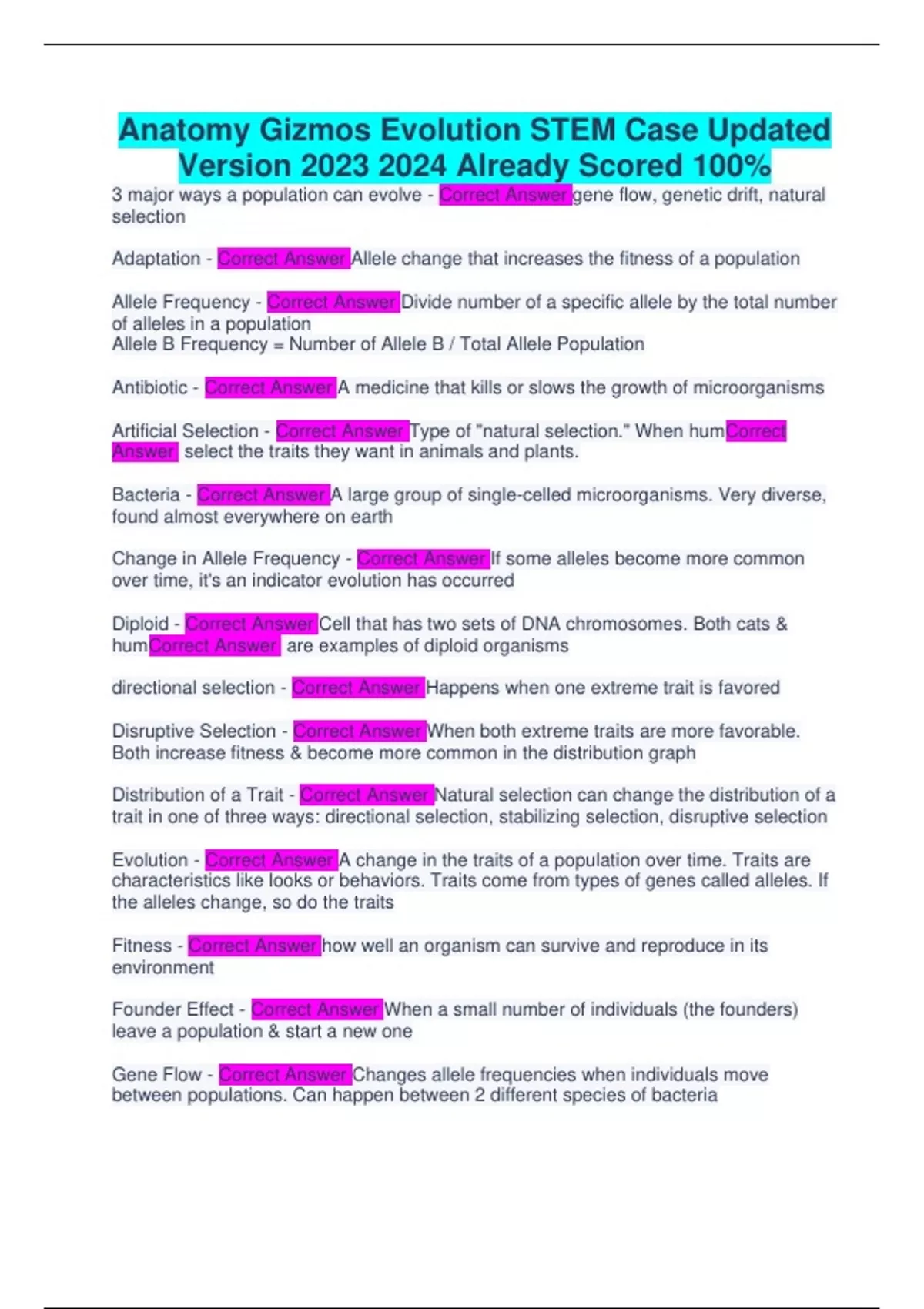 Anatomy Gizmos Evolution STEM Case Updated Version Already Scored 100% ...