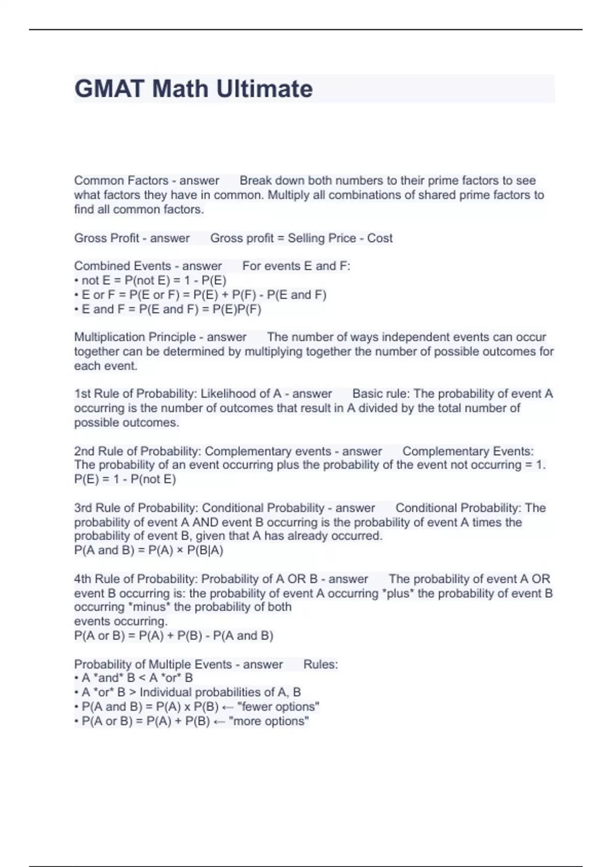 GMAT Math Ultimate Questions with solutions 2023|2024 - GMAT - Stuvia US