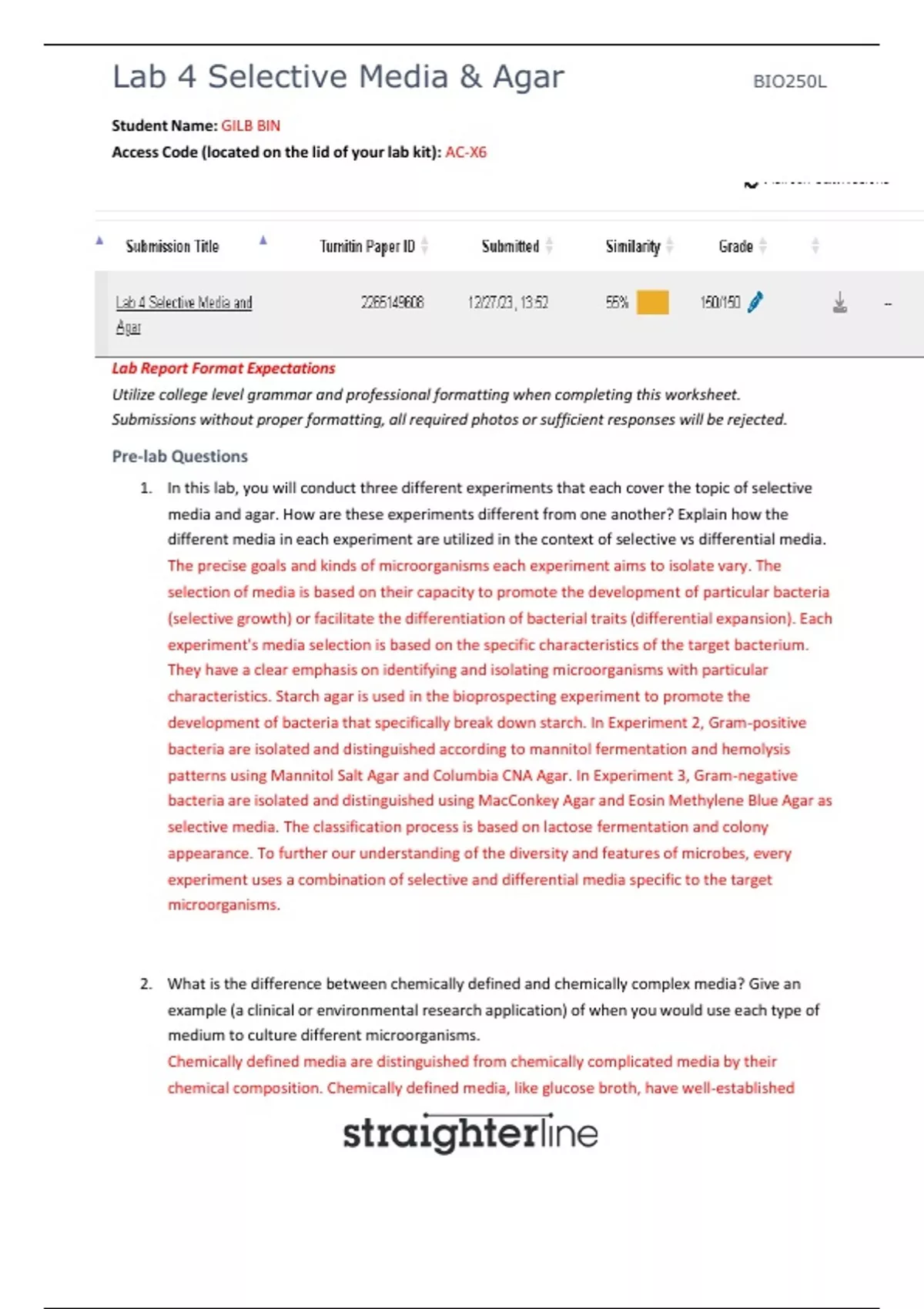 Lab 4 Selective Media & Agar BIO250L / 2024 UPDATES, COMPLETE NEW ...