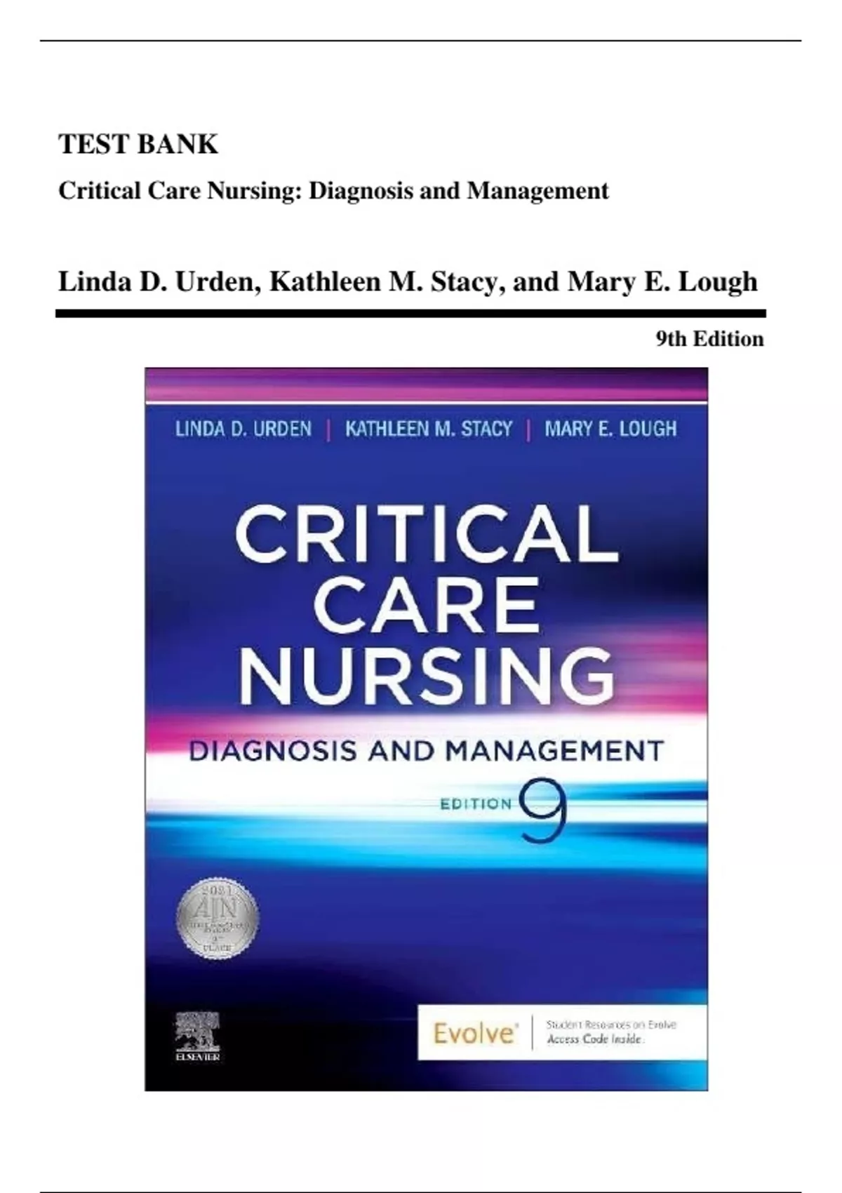 Critical Care Nursing: Diagnosis and Management by 9th Edition by Linda ...