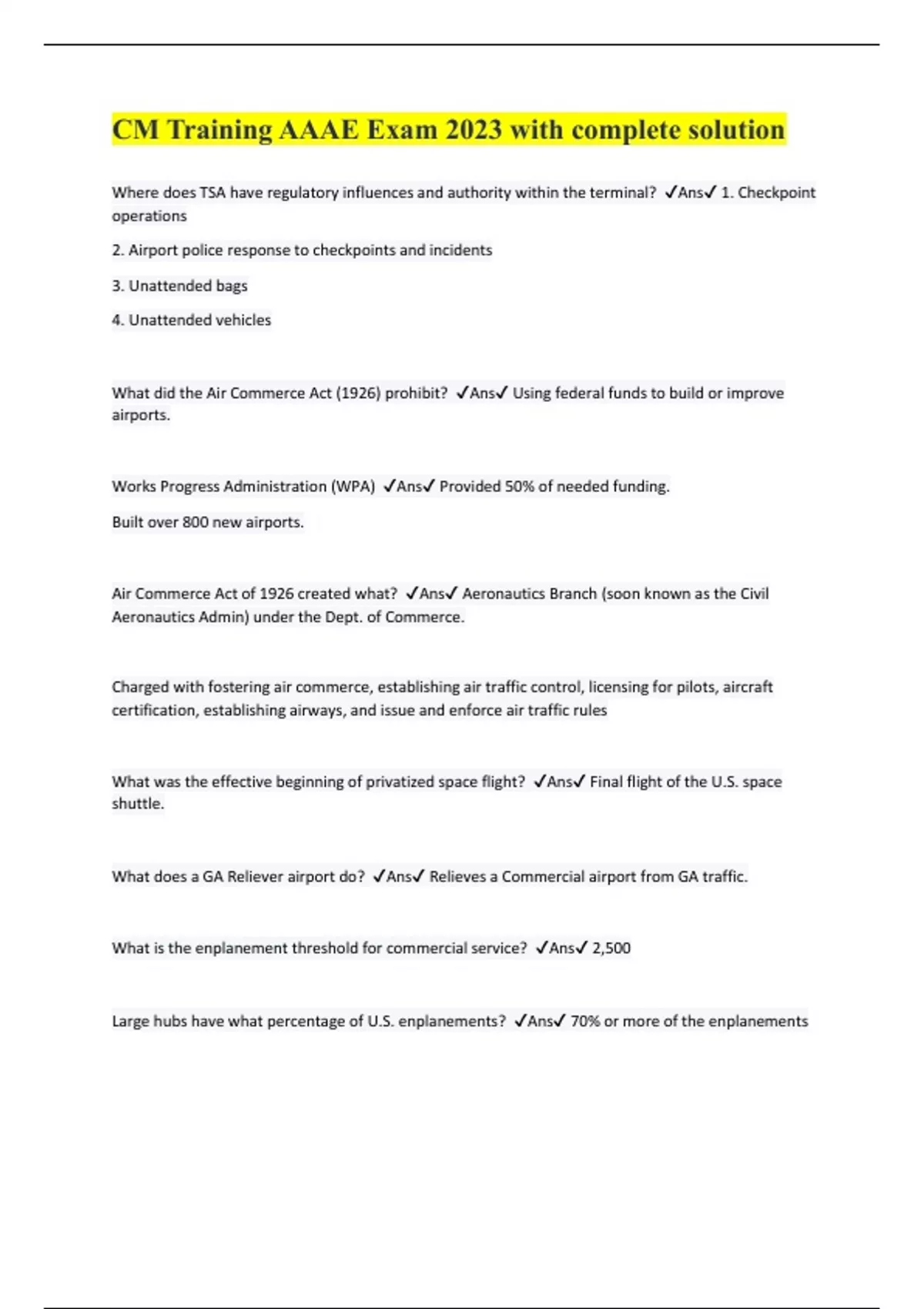 CM Training AAAE Exam 2023 with complete solution - AAAE - Stuvia US