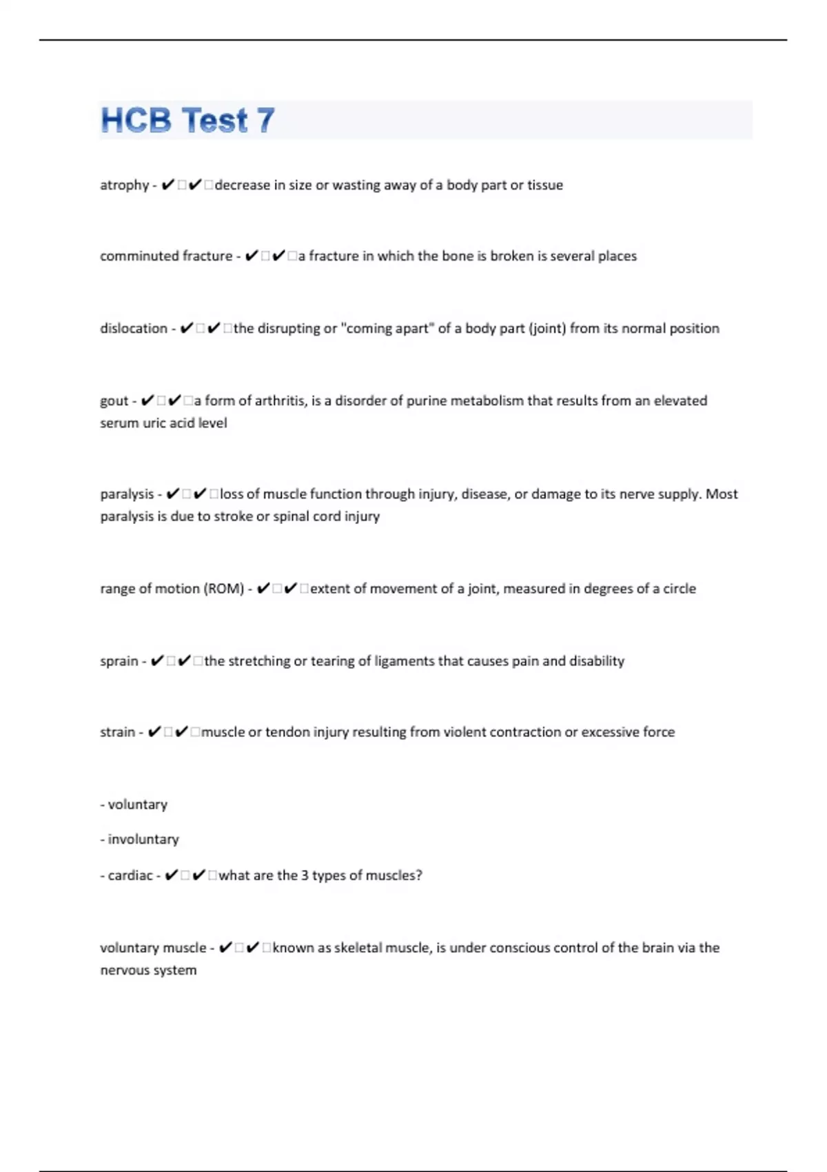 HCB Test 72 Questions with 100% Correct Answers | Verified | Latest ...