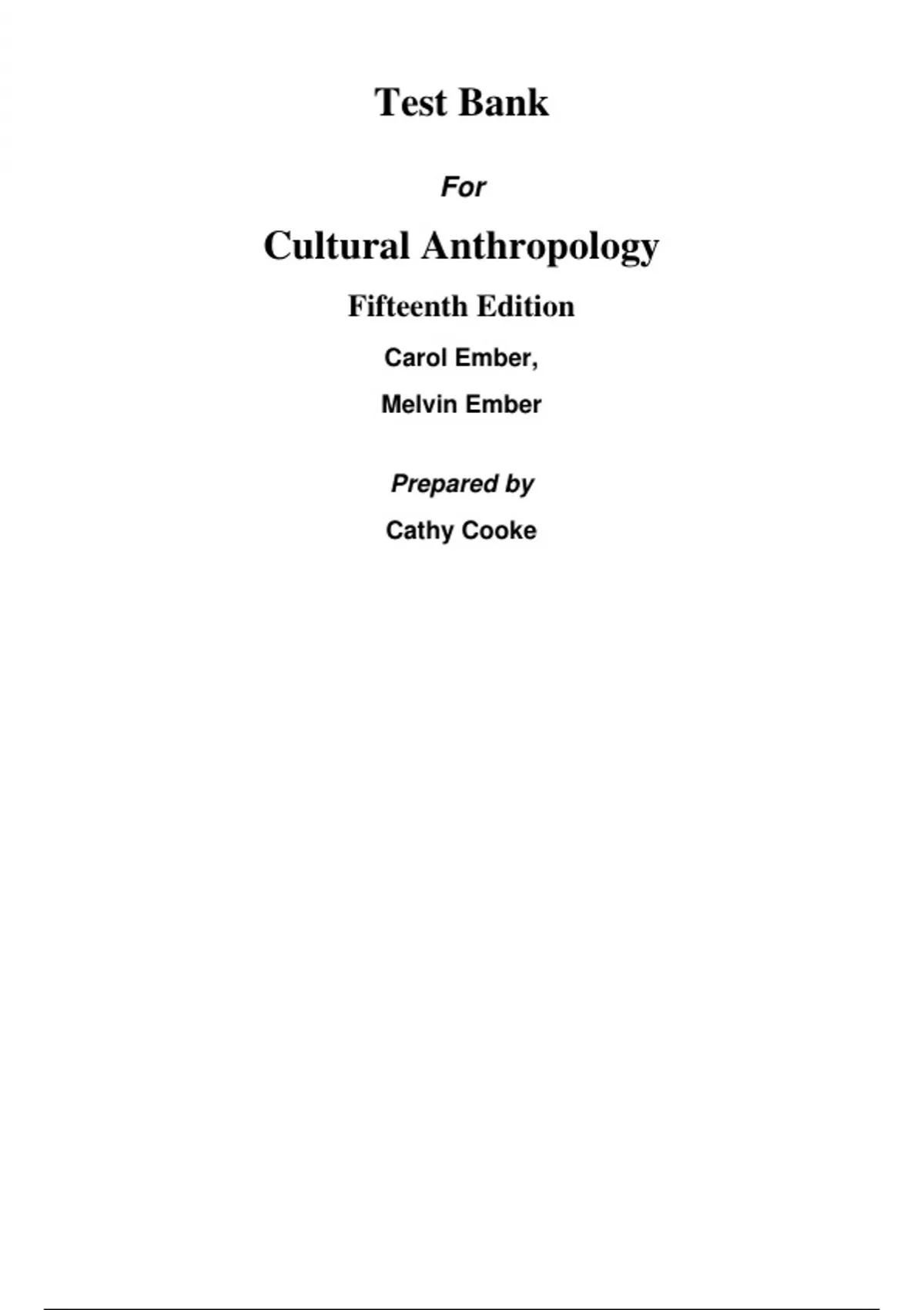 Test Bank For Cultural Anthropology 15th Edition By Carol Ember (All ...
