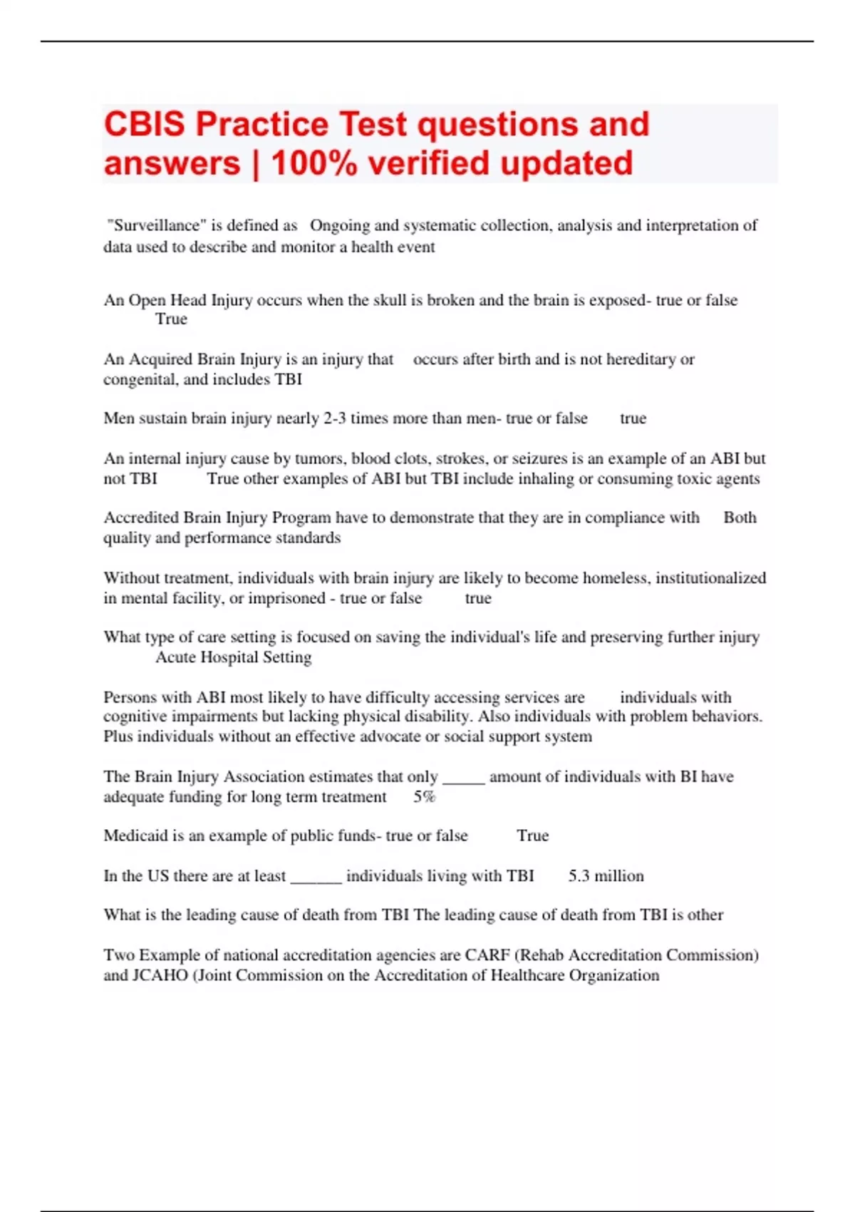 CBIS Practice Test questions and answers | 100% verified updated - CBIS ...