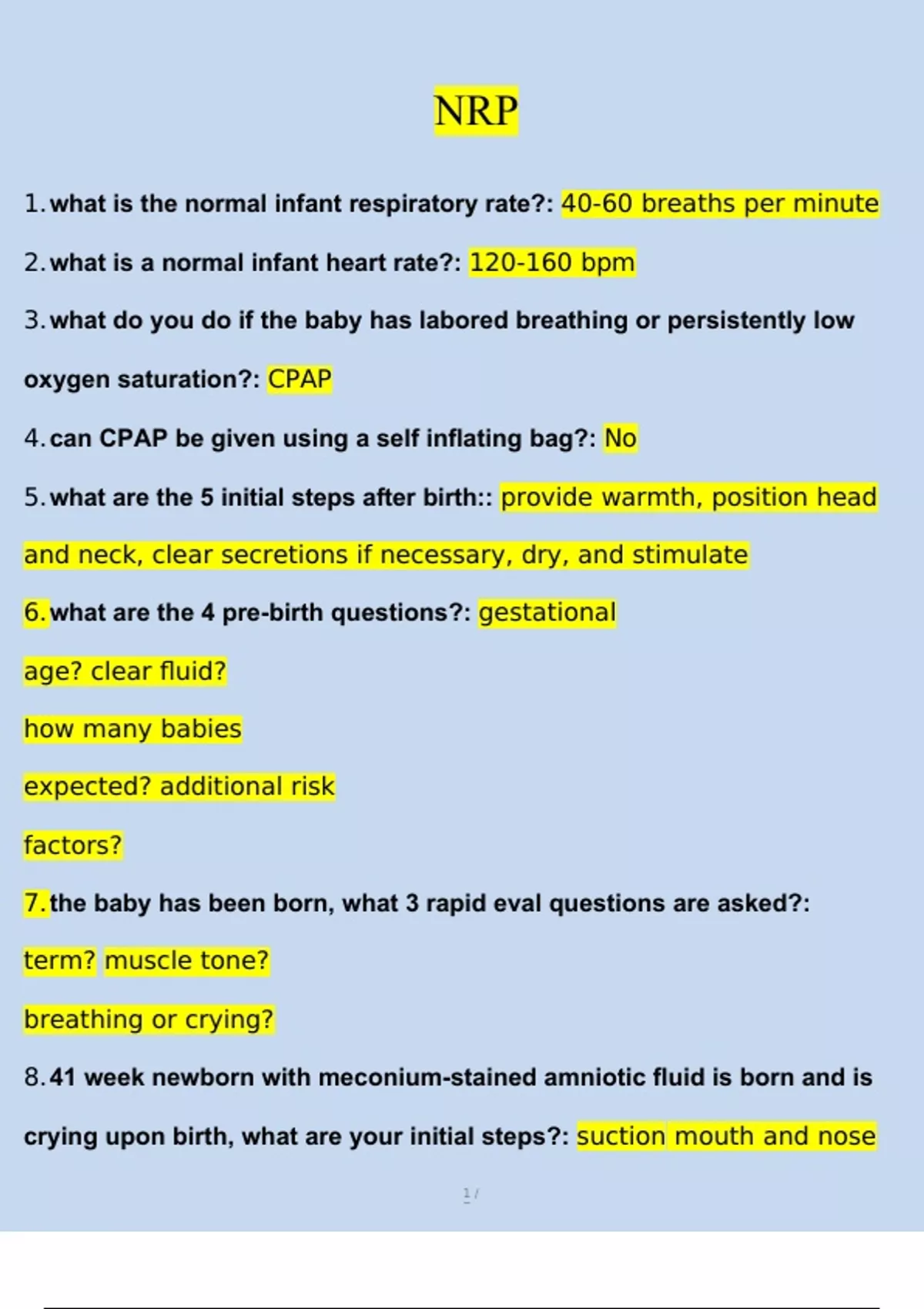 NEONATAL RESUSCITATION PROGRAM BUNDLED ALL NRP 8th Edition NRP exam/ NRP 7TH EDITION Parts 1 and ...